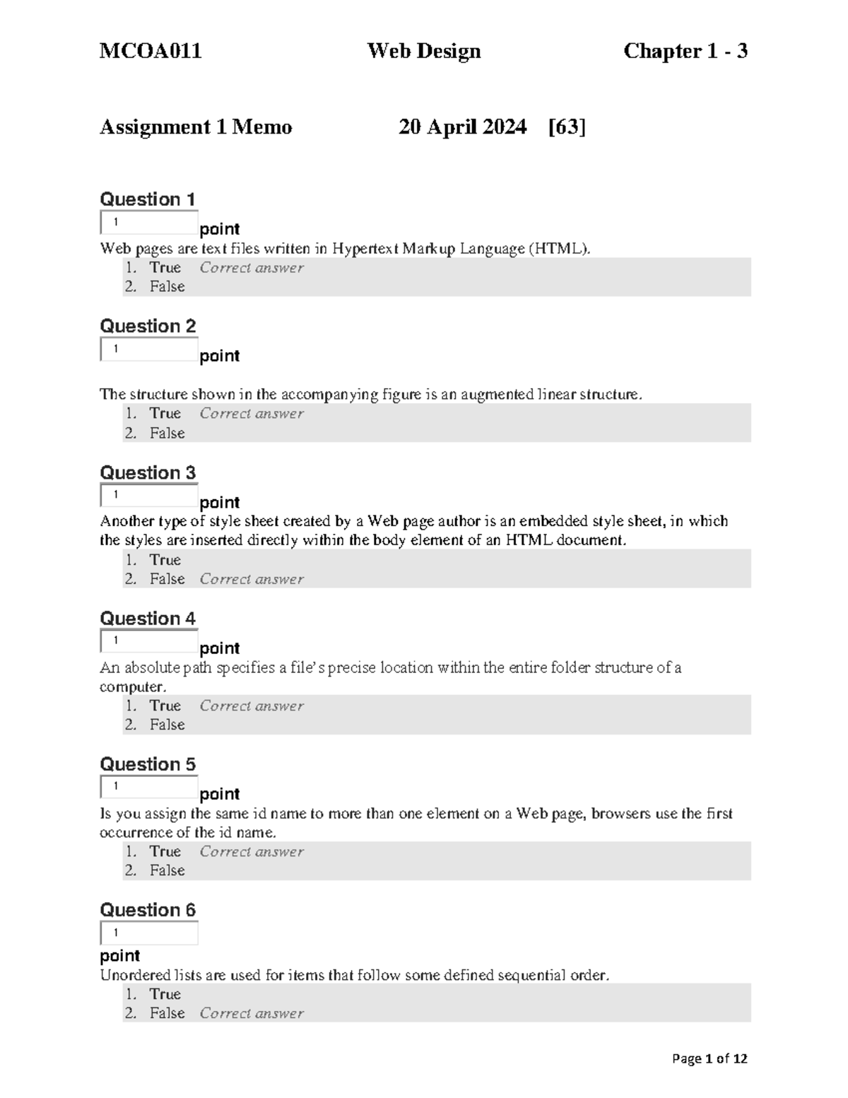 MCOA011 Assignment 1 Memo - 20 April 2024 Due on Thursday 25 April 2024 ...