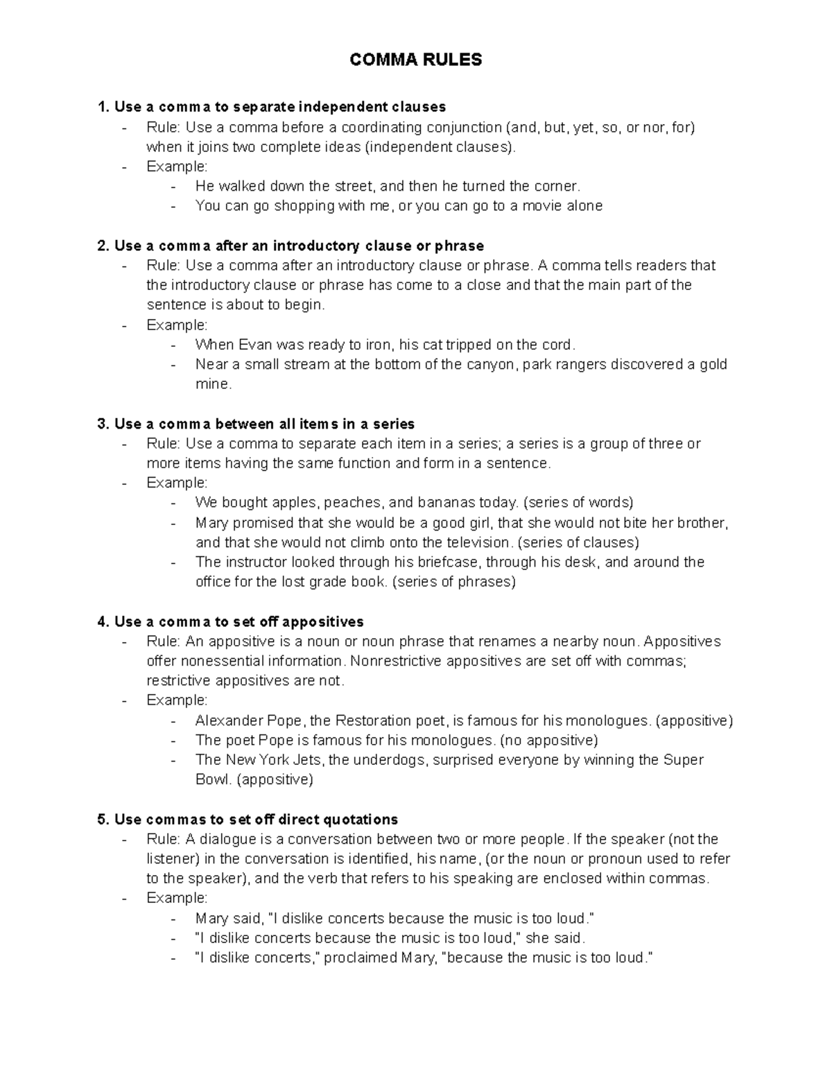 Comma Rules (ENG101): A Comprehensive Guide for Clear Writing ...