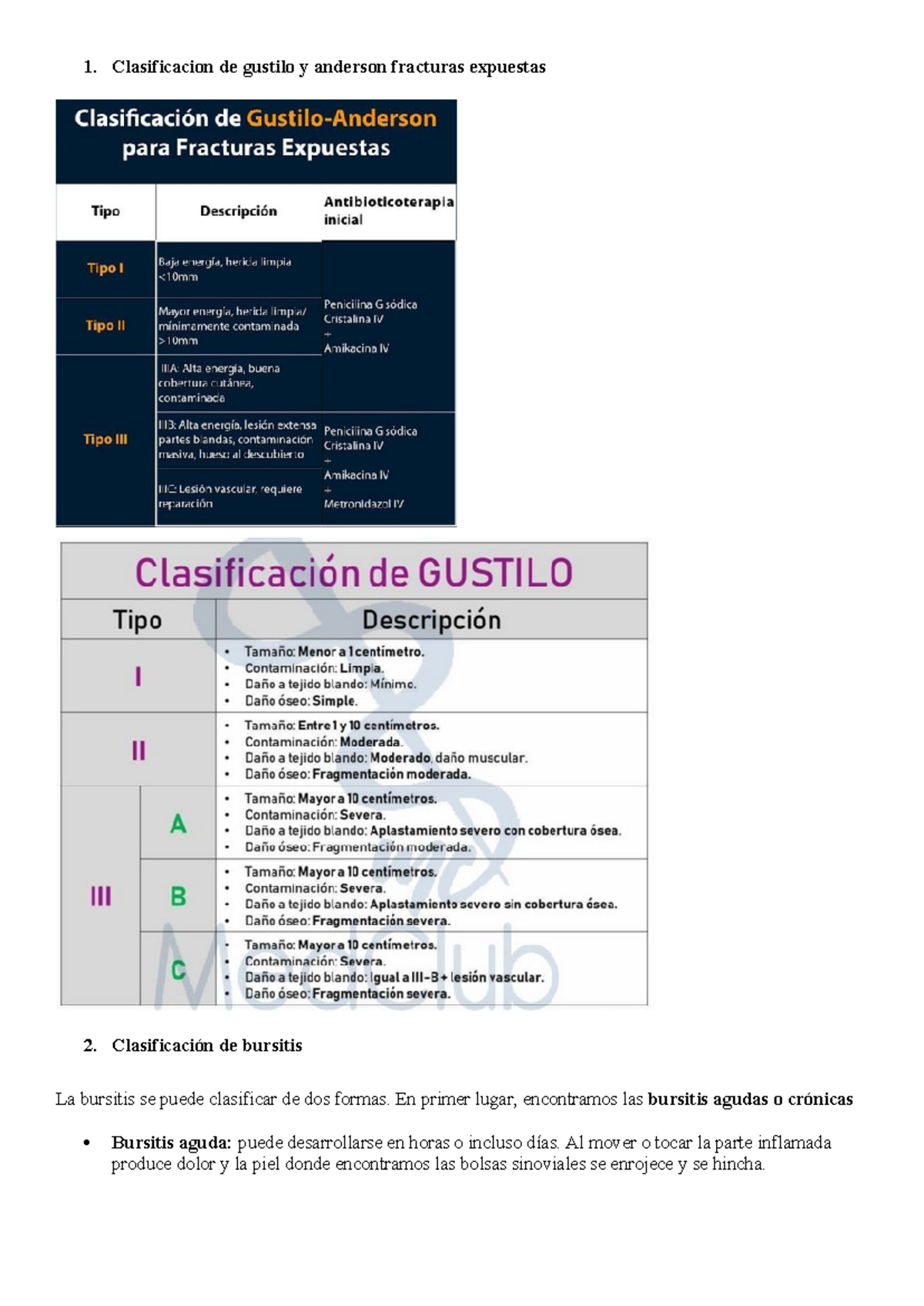 Clasificación de Gustilo y Anderson en Fracturas Expuestas y Bursitis ...