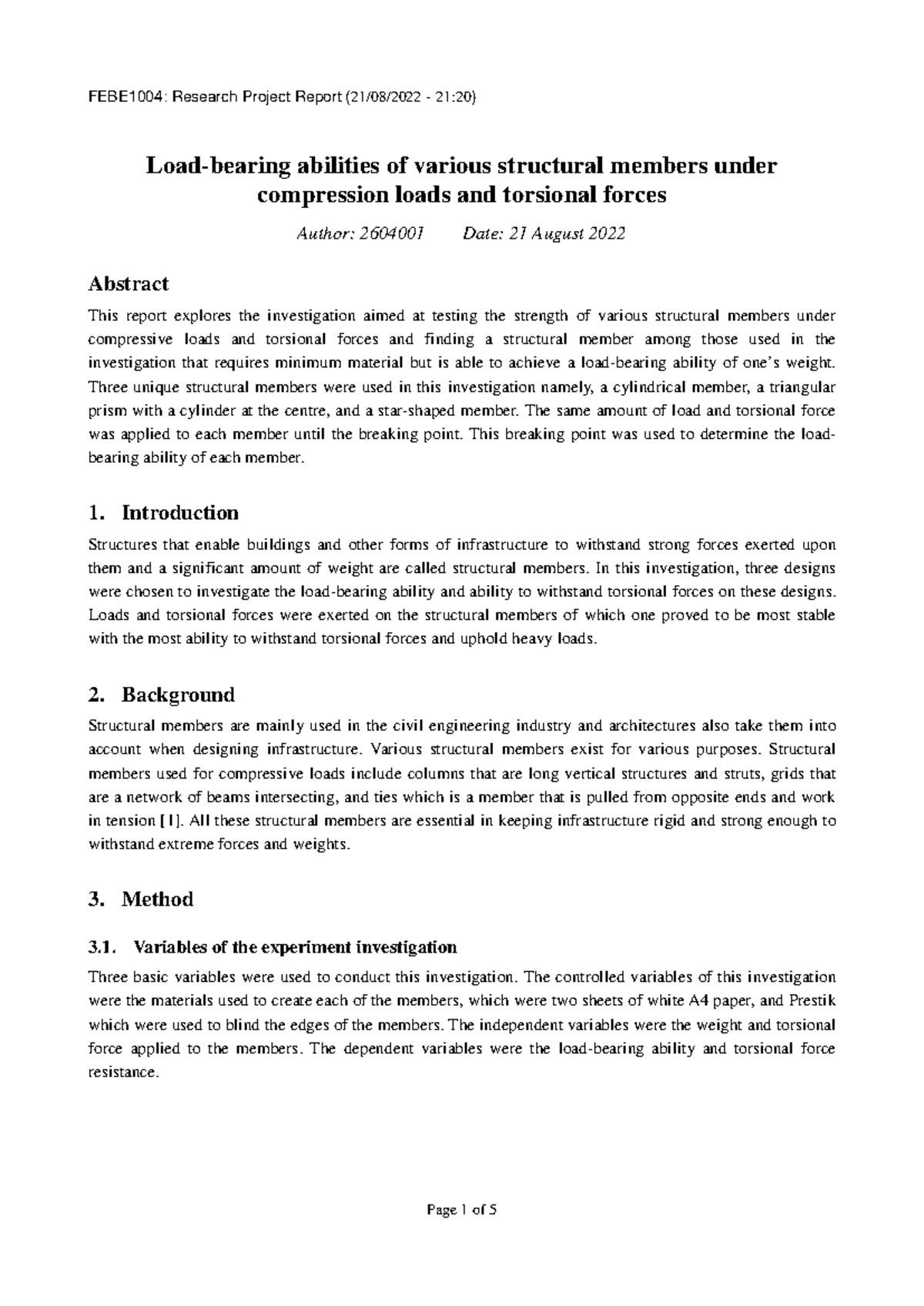 Load-Bearing Abilities of Structural Members under Compression - RP ...