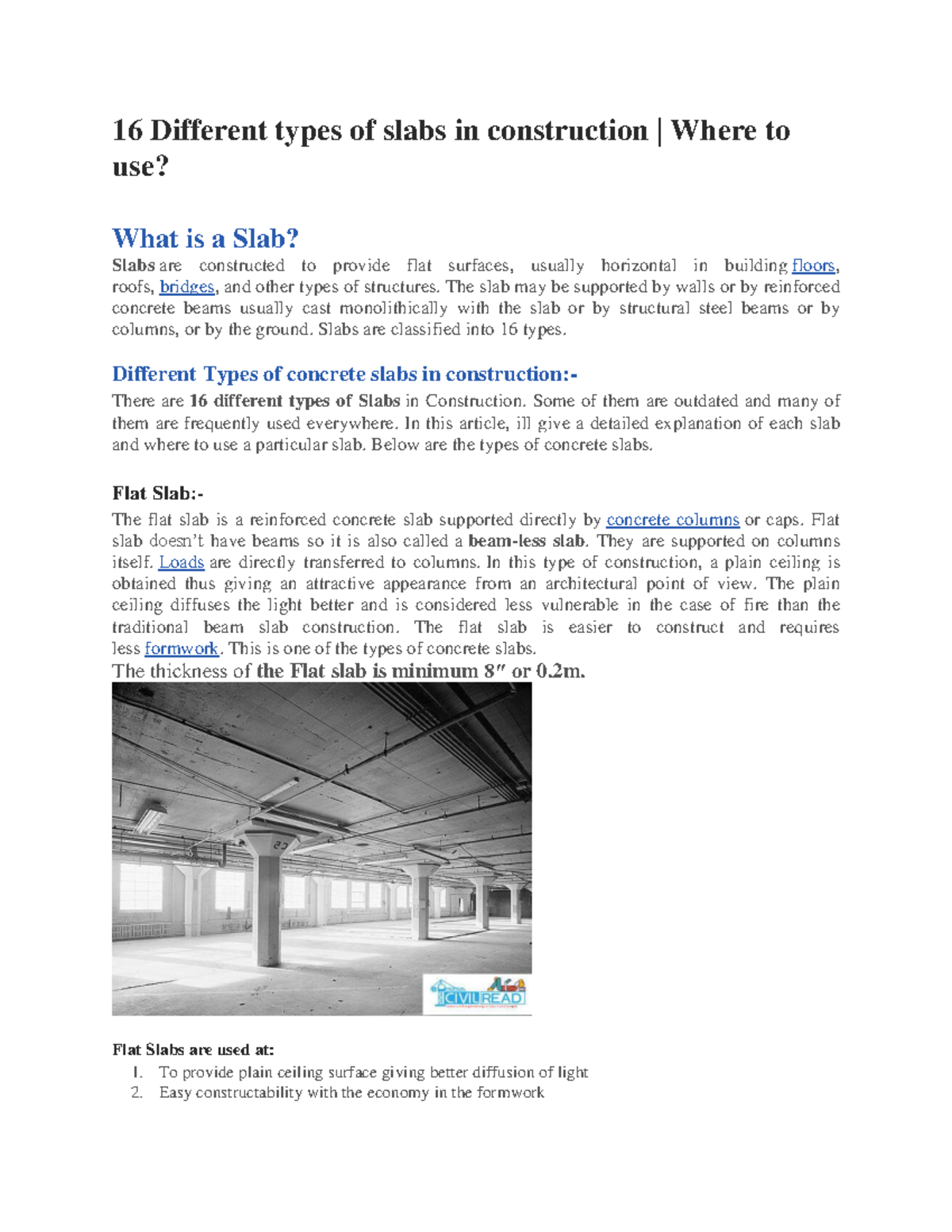 16 Types of Concrete Slabs in Construction and Their Applications - Studocu