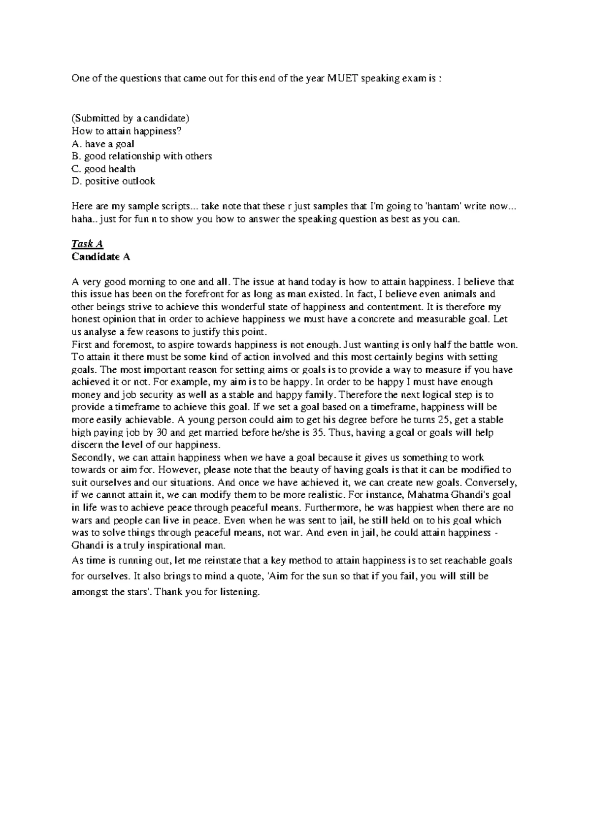 90442301 MUET Speaking Past Year Questions Compilation - Studocu