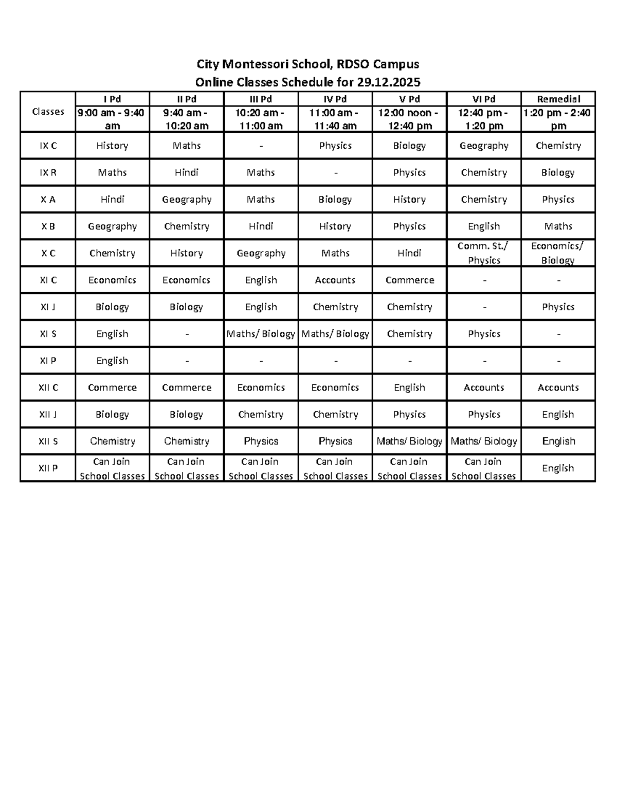CMS RDSO Online Classes Schedule for 29 Dec 2025 - Studocu
