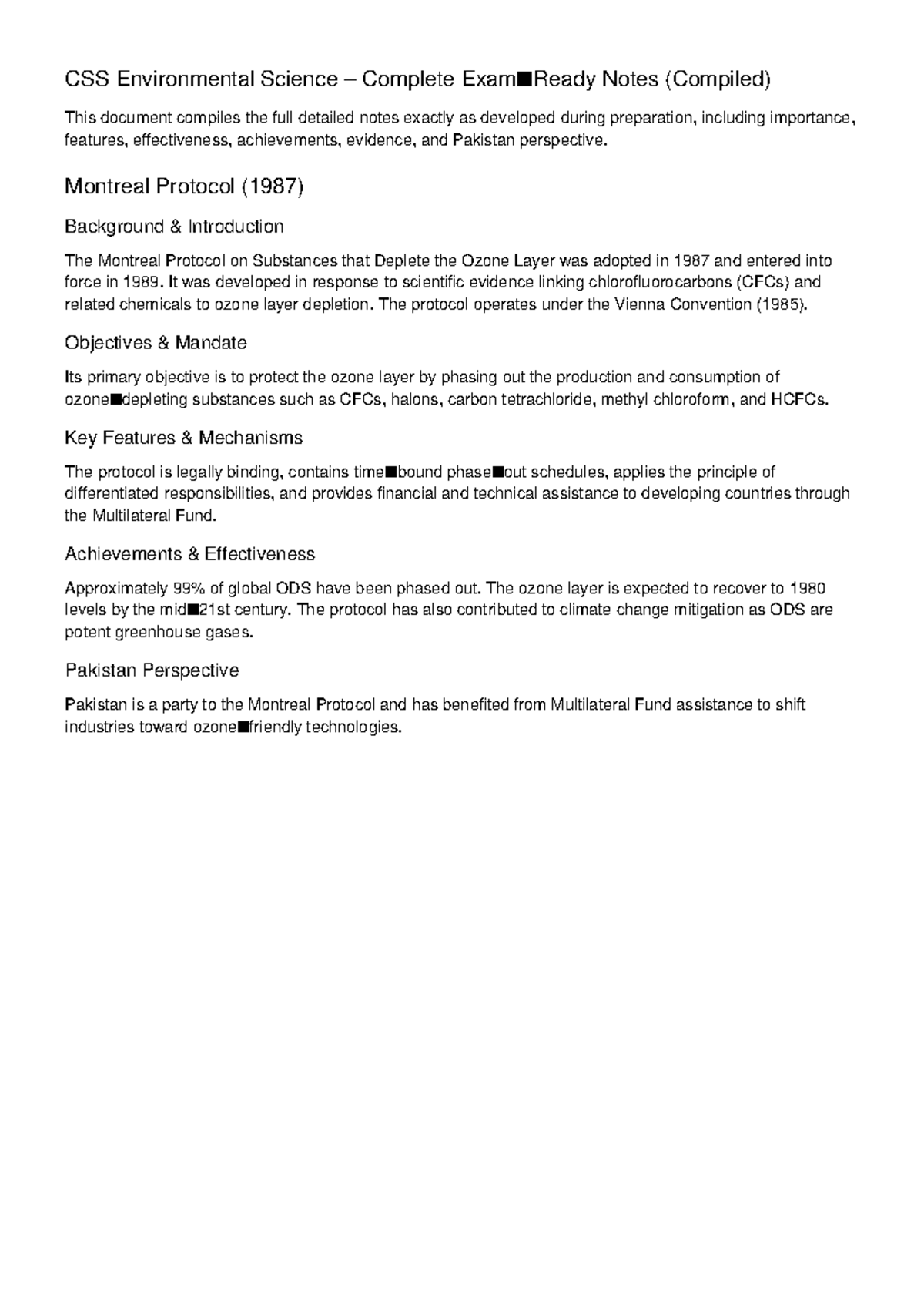 CSS Environmental Science Complete Notes Compilation - Studocu