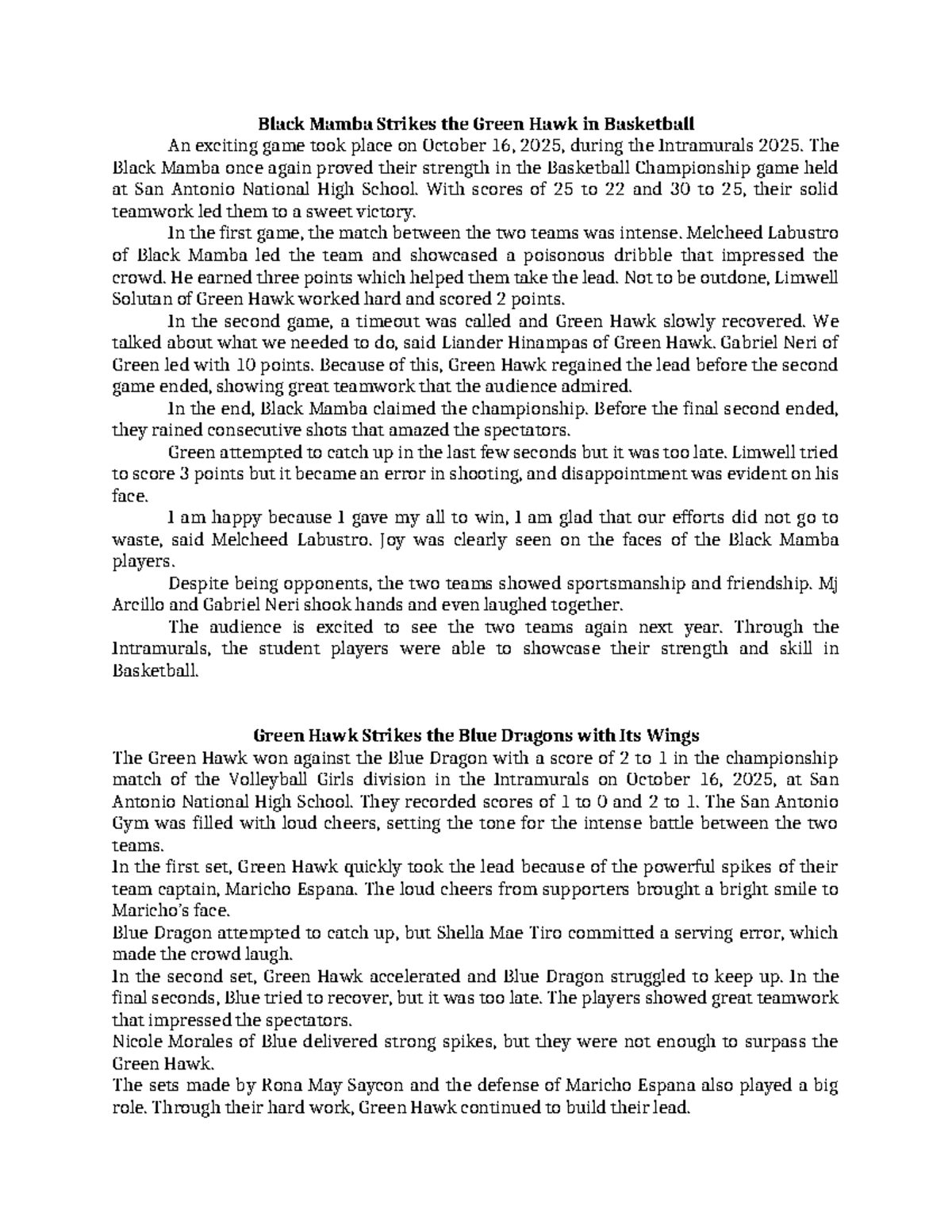 Intramurals 2025: Highlights of Basketball, Volleyball, and Chess ...