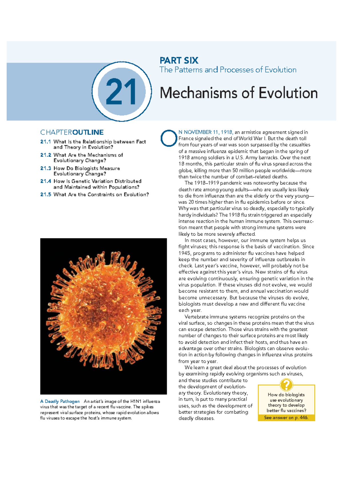 LIFE10E Chapter 21: Mechanisms of Evolution and Genetic Change - Studocu