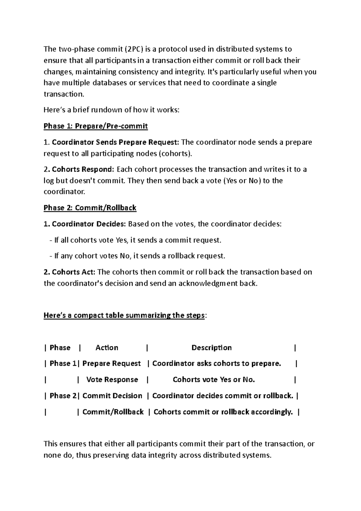 Two-Phase Commit Protocol in Distributed Systems: Overview and Steps - Studocu