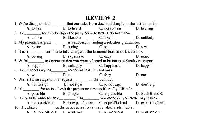 REVIEW 1-2-3: Grammar Exercises and Corrections - Studocu
