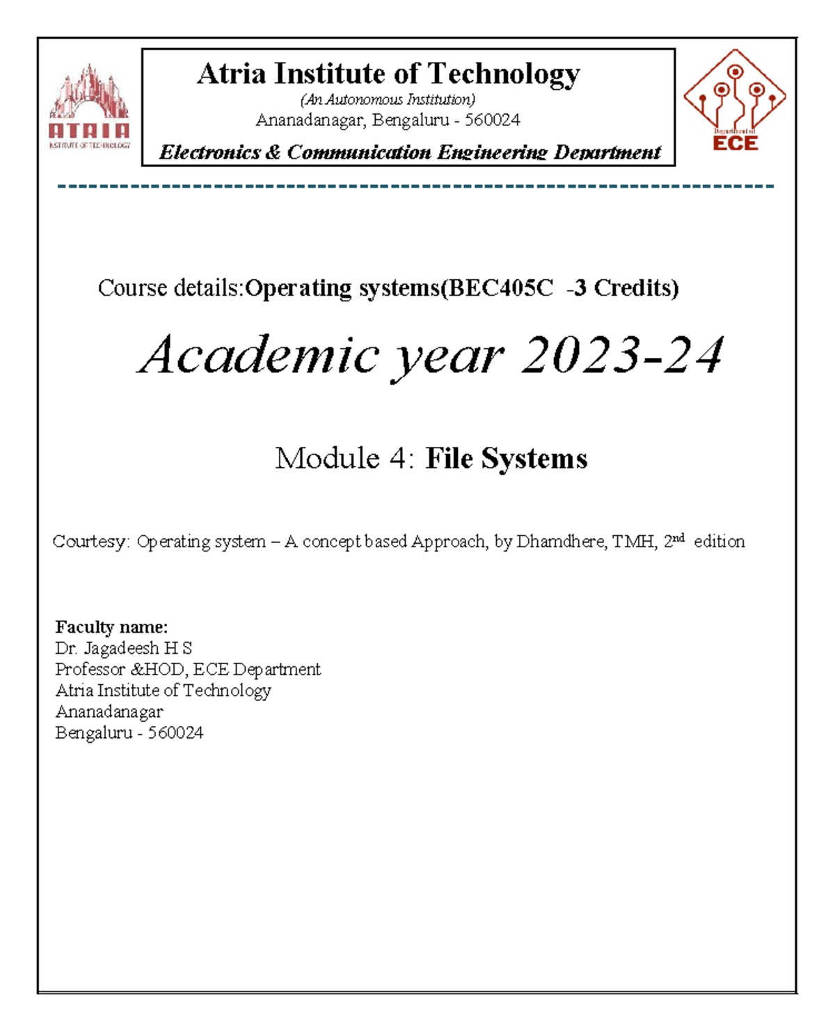 OS BEC405C Module 4: File Systems Overview and Management - Studocu