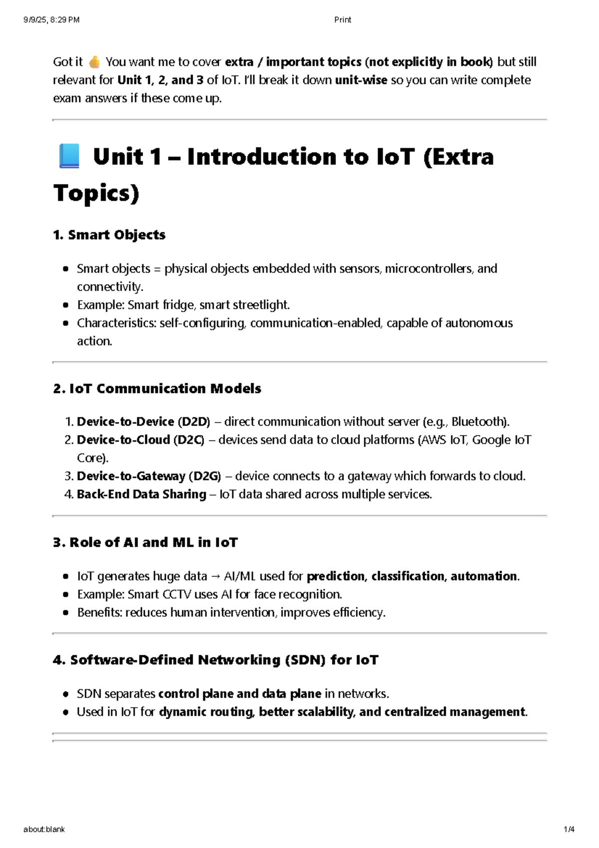 IoT 101: Extra Topics for Units 1, 2, & 3 Exam Prep - Studocu