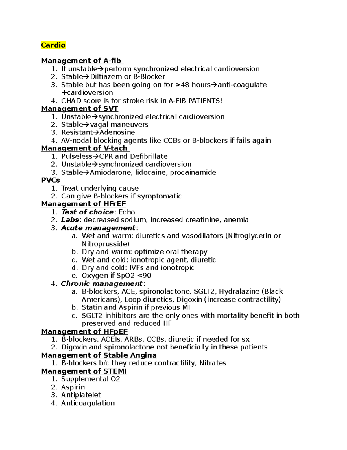 Cardio Management Strategies: First Aid Notes for Medical Students ...