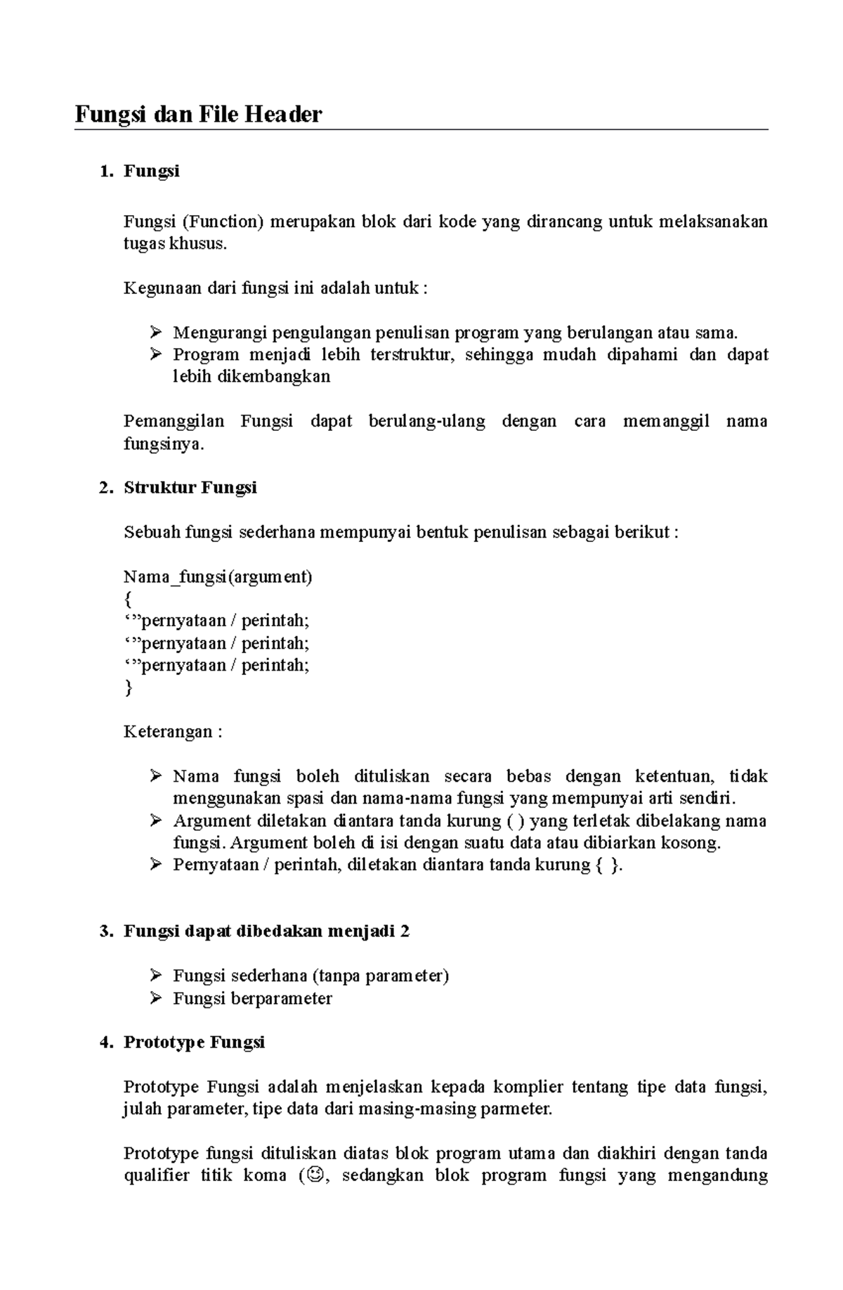 Fungsi dan File Header dalam Pemrograman: Penjelasan Lengkap - Studocu