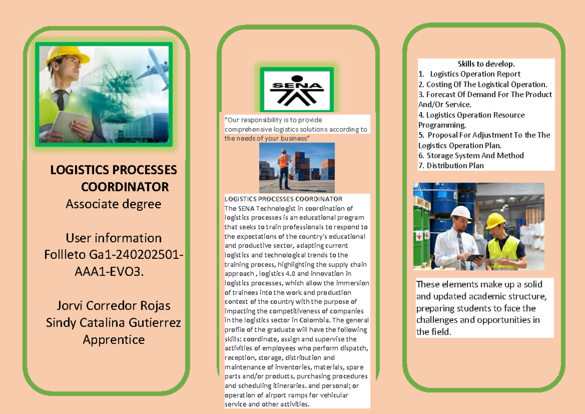 LOGISTICS PROCESSES COORDINATOR GA1-240202501-AA1-EV03 Brochure - Studocu