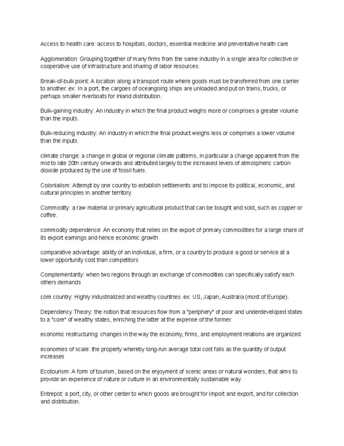 APHG: Unit 7 Key Terms & Concepts Glossary - Studocu