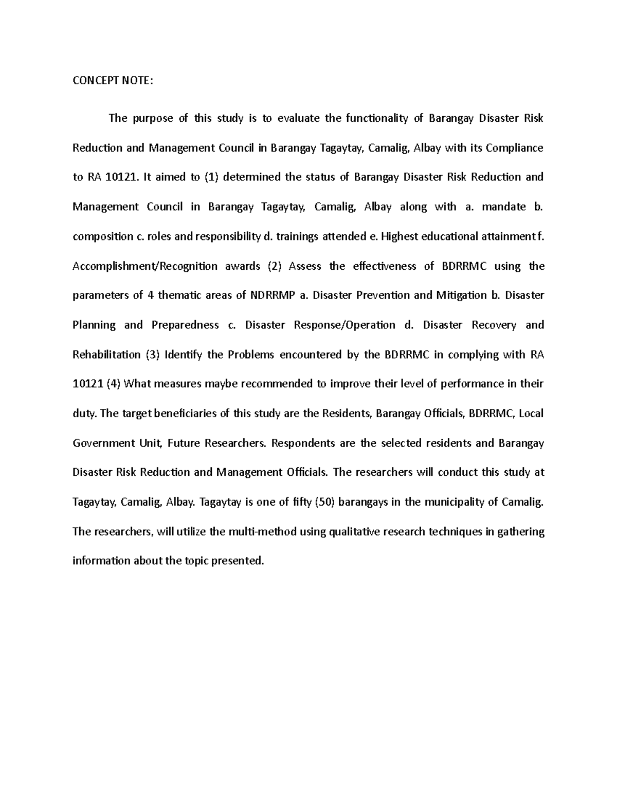 Concept-NOTE - concept note for thesis - CONCEPT NOTE: The purpose of ...