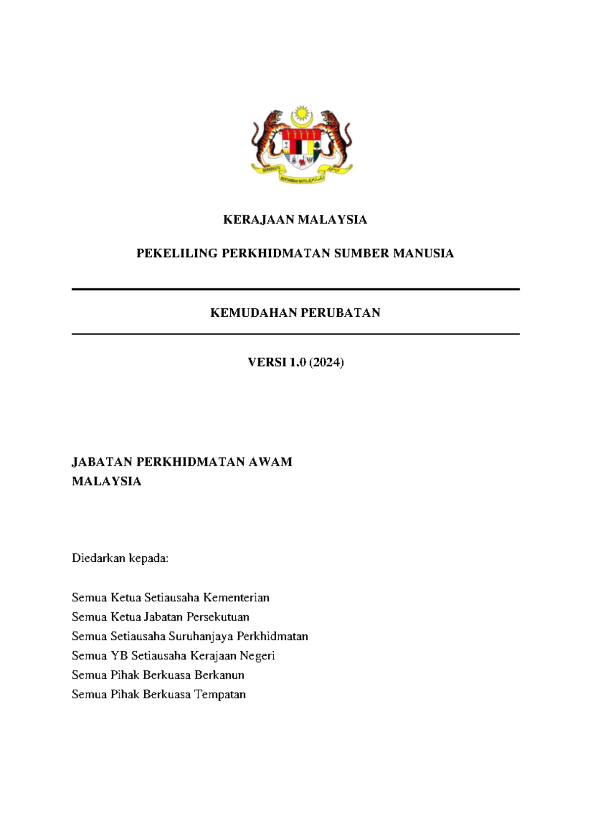 Pekeliling Perkhidmatan Sumber Manusia: Kemudahan Perubatan V1.0 (2024 ...