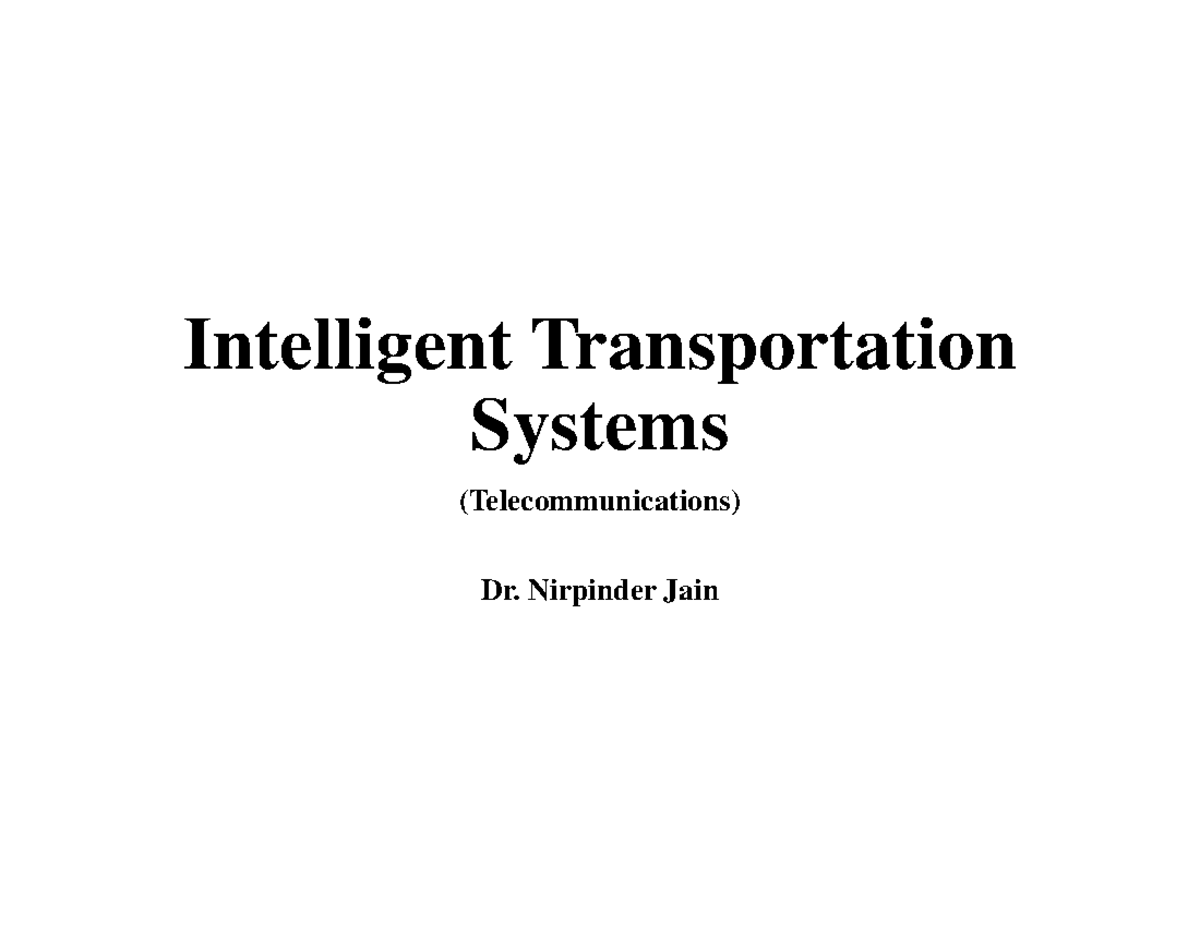 Ch 5 Lecture: Telecommunications in Intelligent Transport Systems - Studocu