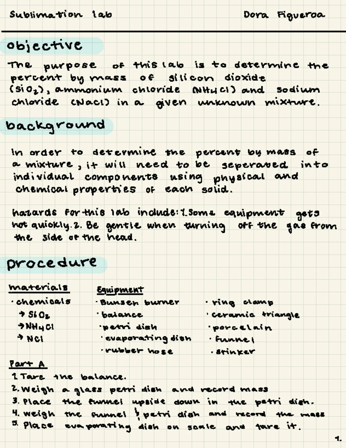 CHEM 161L Lab 2: Sublimation Practice Procedure and Instructions - Studocu