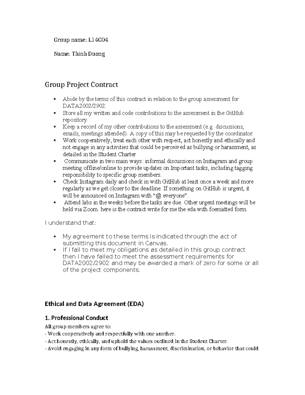 Group Project EDA Contract - L14G04 - Studocu