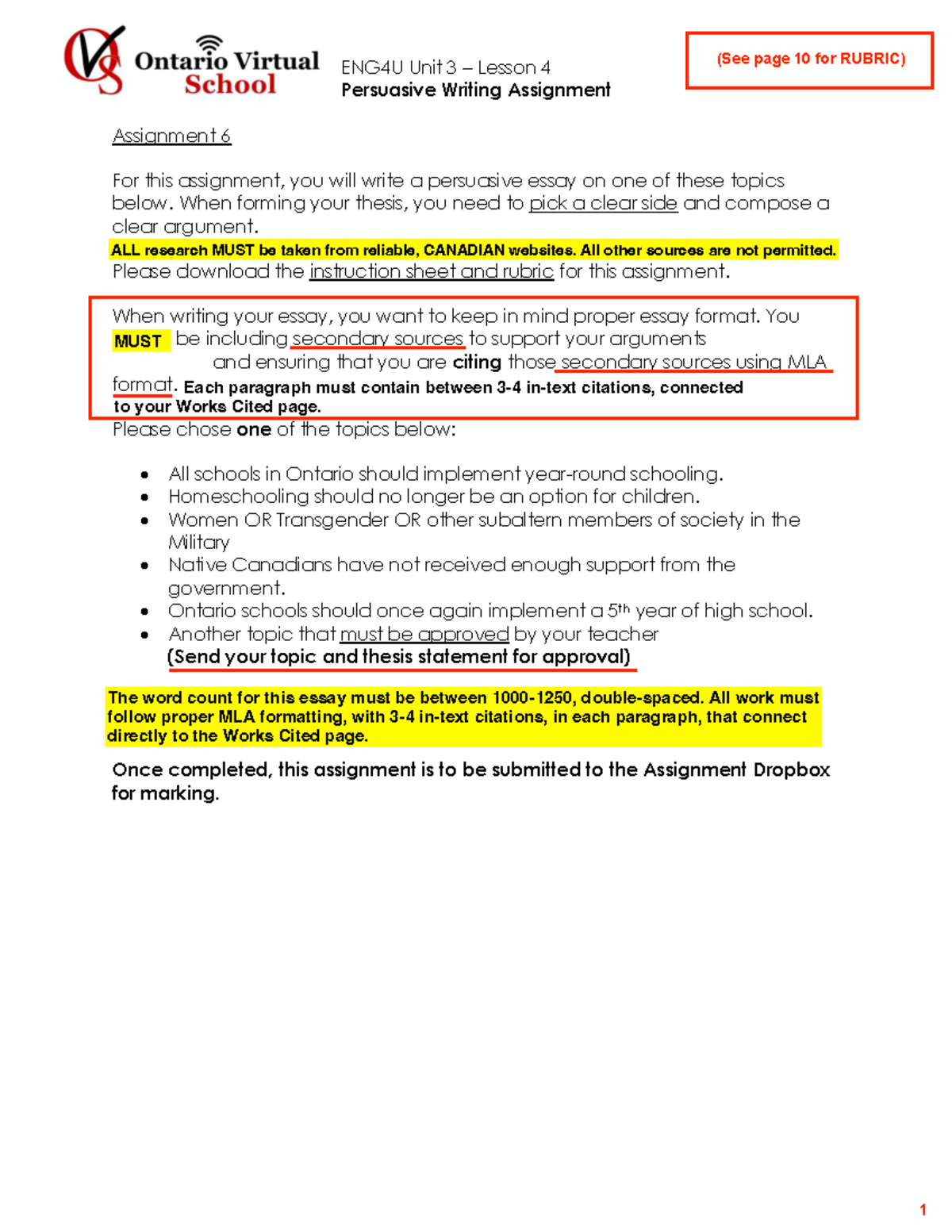ENG4U U3L4 Persuasive Essay Writing Guide and Tips - Studocu
