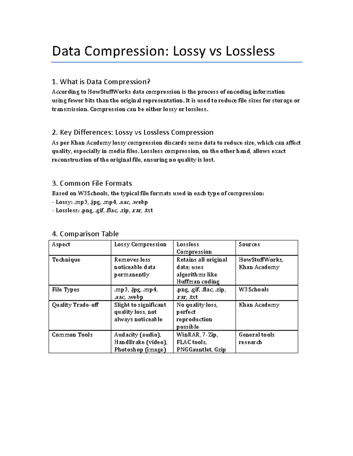 Data Compression: Lossy vs Lossless Overview and Key Differences - Studocu