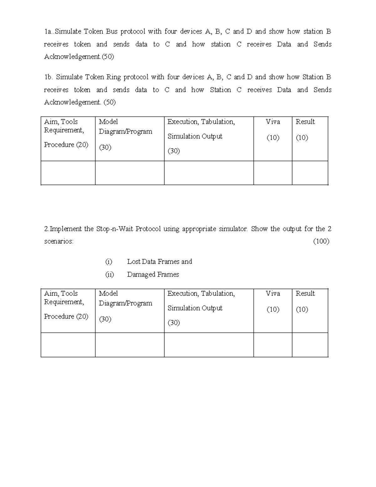 CN LAB Questions (25-26): Protocol Simulations and Implementations ...