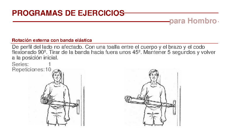 Ejercicios de Fuerza para Hombro: Rotación Interna y Externa - Studocu