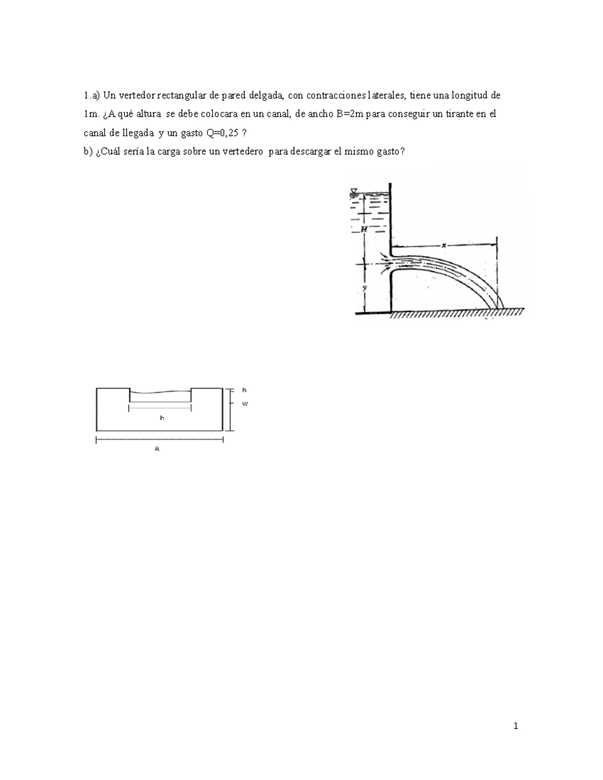 Ejercicios sobre Vertederos Rectangulares - Ingeniería Hidráulica - Studocu