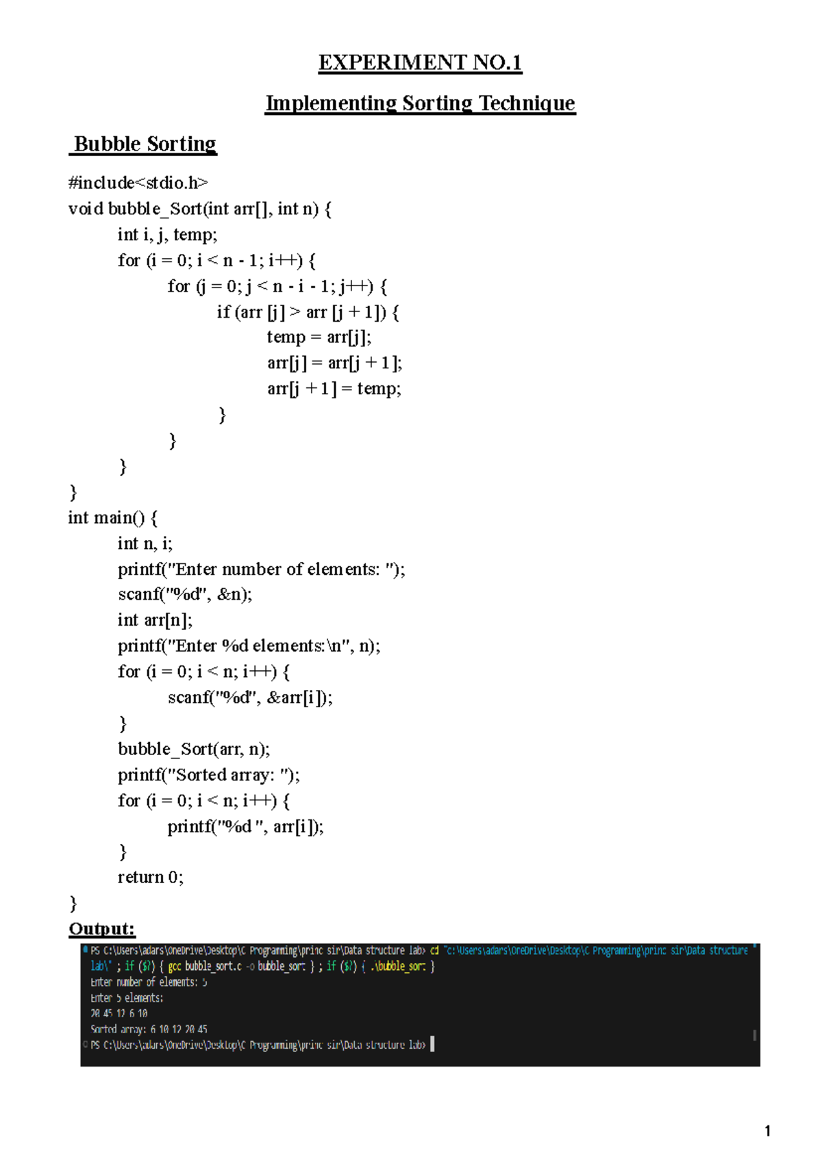 Data Structures Lab (CS101): Sorting & Searching Techniques - Studocu