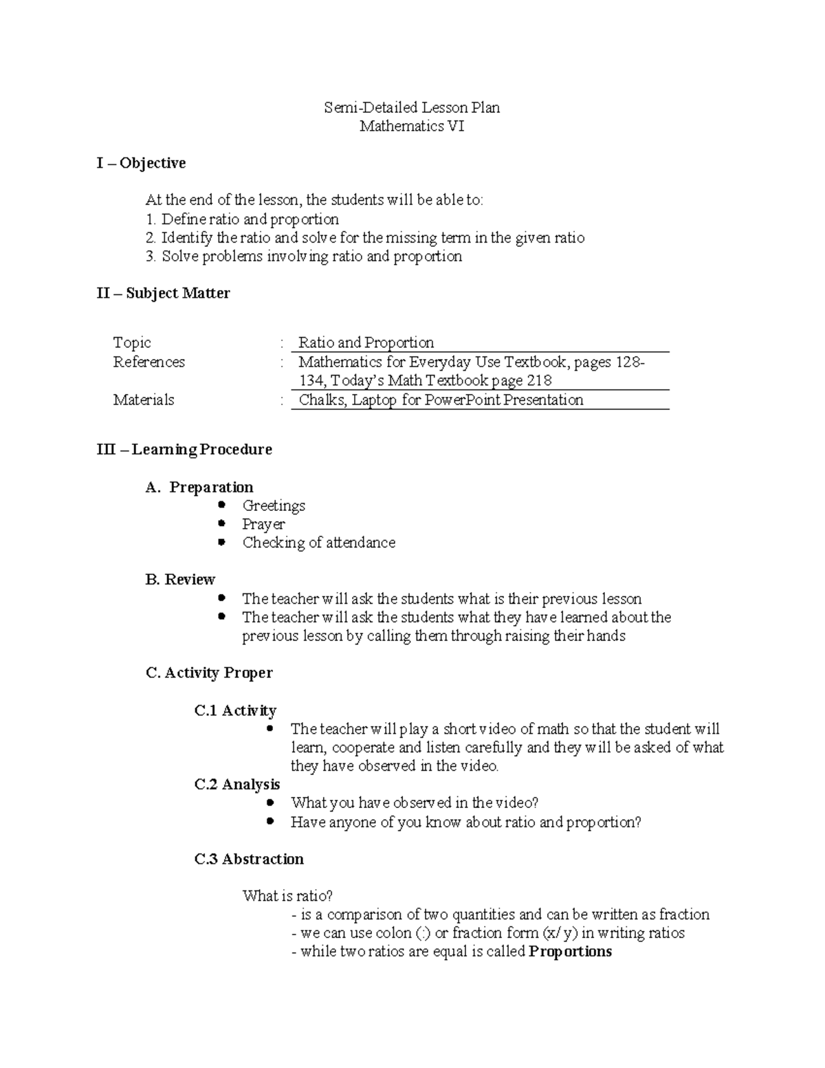 Melvin Pajel - SEMI Detailed Lesson PLAN - Semi-Detailed Lesson Plan ...