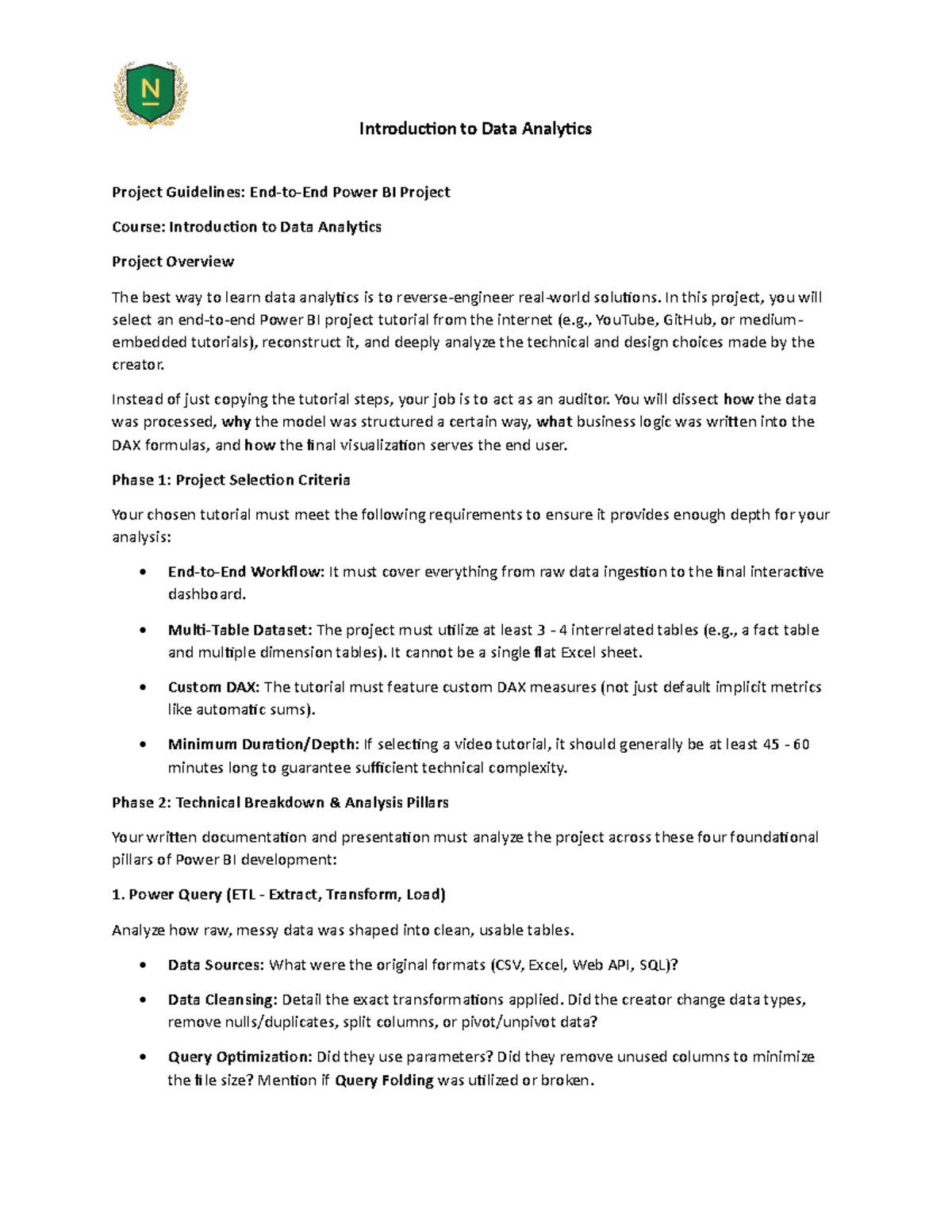 Introduction to Data Analytics Project Guidelines: Power BI Analysis ...