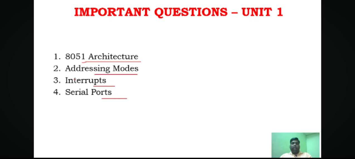 8051 Microcontroller Architecture & Addressing Modes - Unit 1 (Emb ...