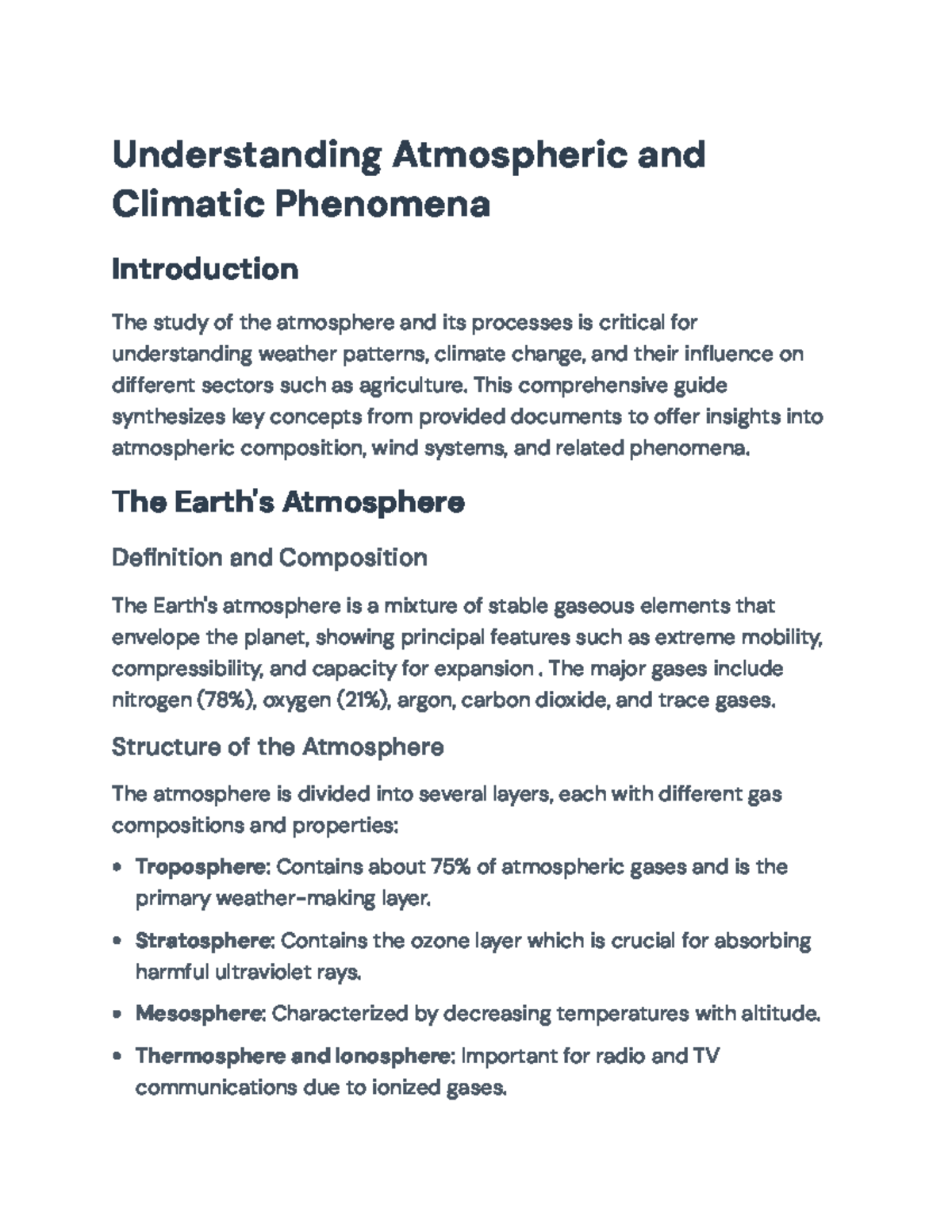 Understanding Atmospheric and Climatic Phenomena (Course Code: ATO101 ...