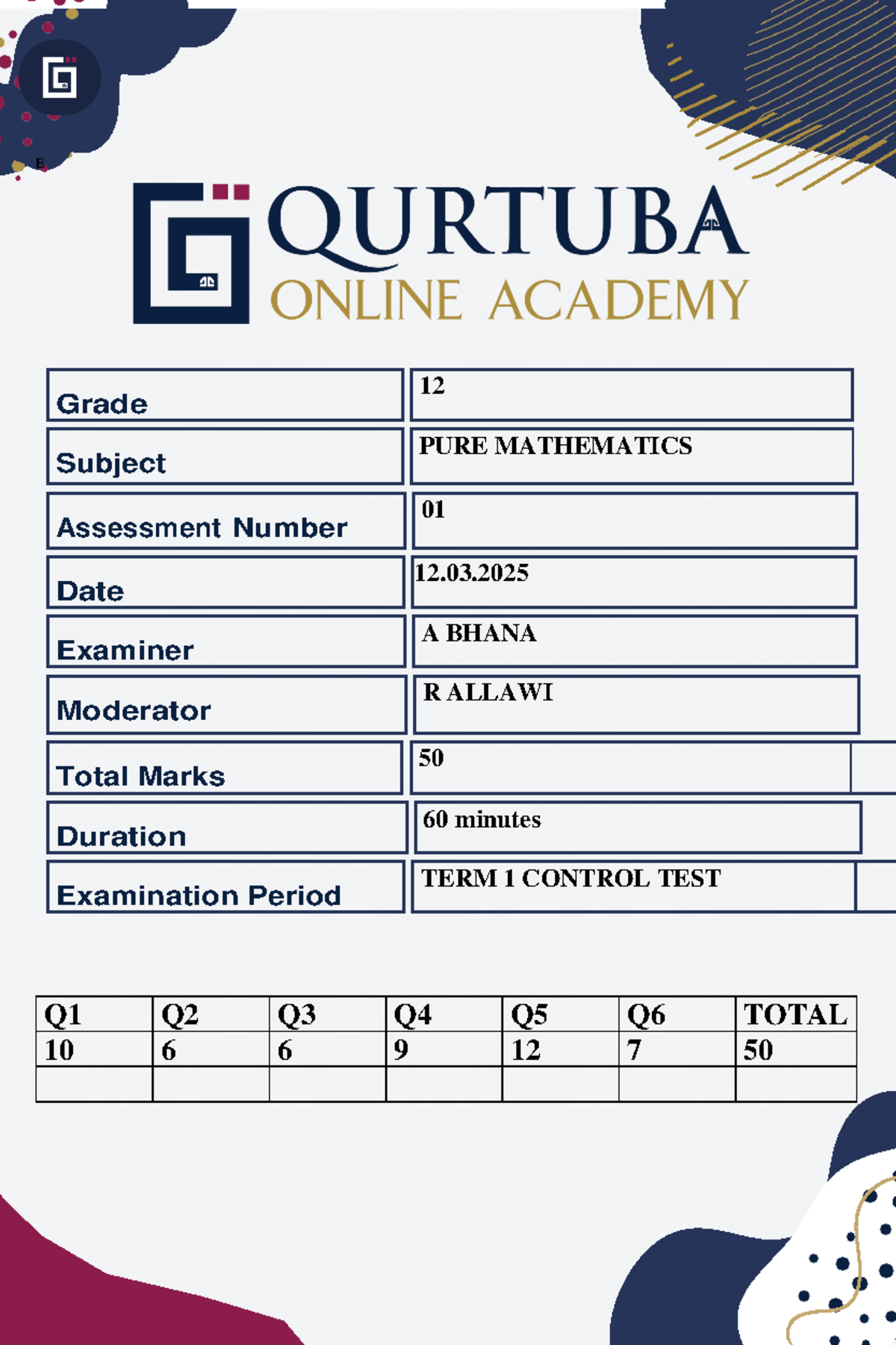 1741675446212-GR12 - Pure Math T1 Control Test - 2025 - Studocu