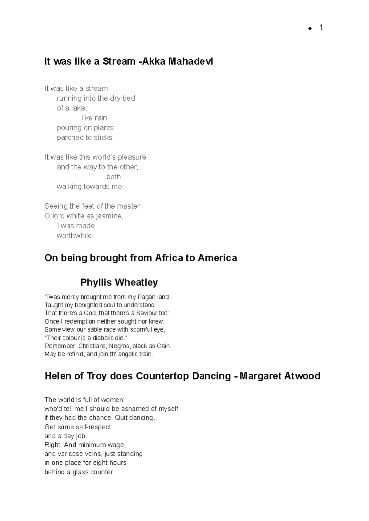 Poems on Identity and Experience in Literature: A Study - Studocu
