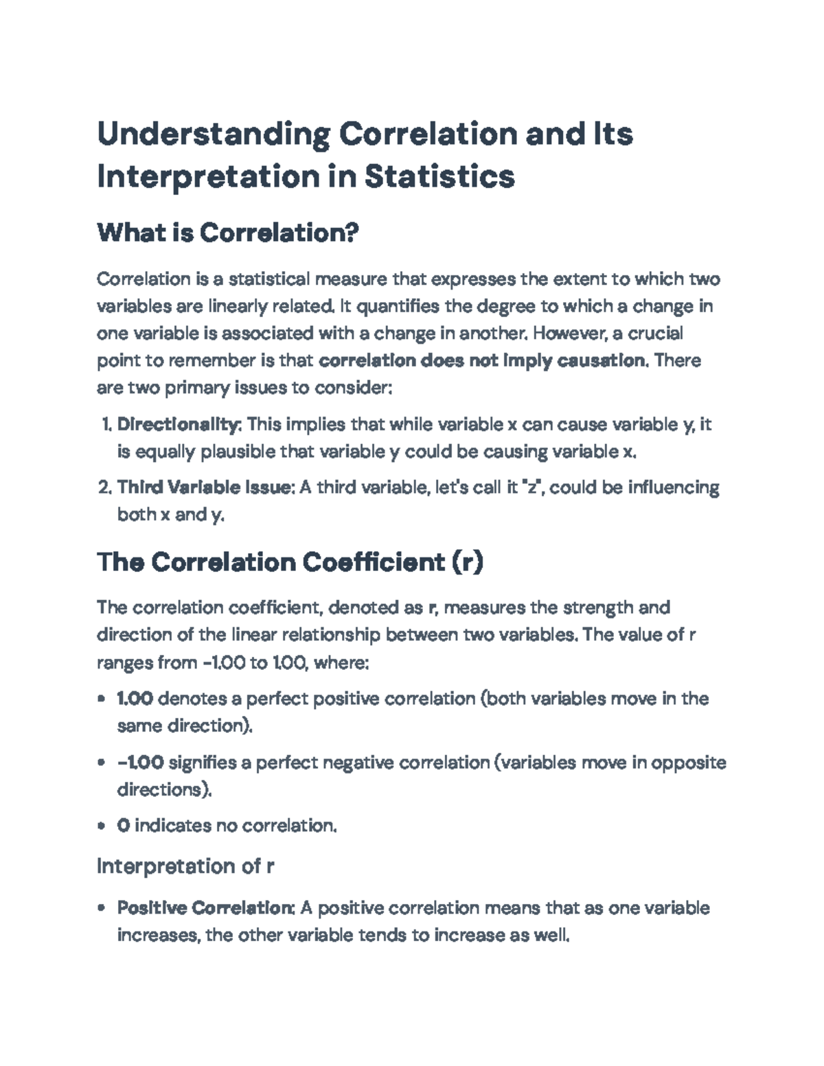 Understanding Correlation and Its Interpretation in Statistics - Stats ...