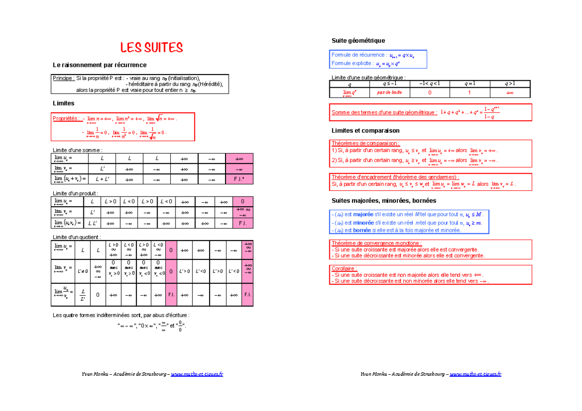 Formule de Suites Géométriques - Mathématiques 101 - Studocu