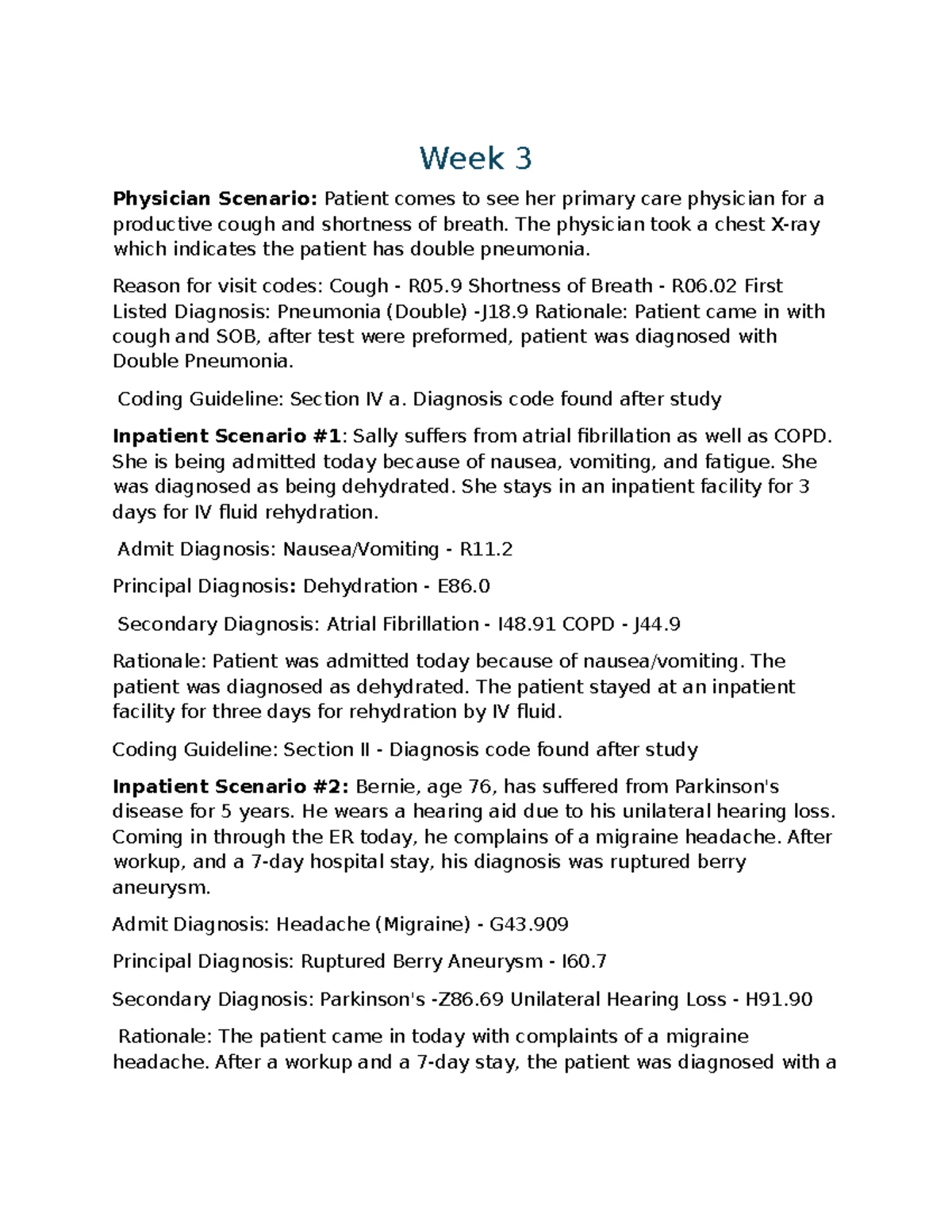 MCCG137 Final Exam ICD-10-CM Extra Coding Practice Worksheet - Studocu