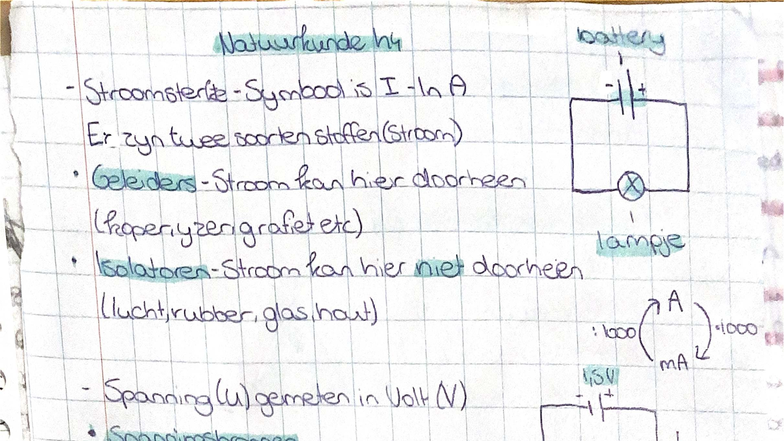 Natuurkunde 4.1: Stroomsterkte en Schakelingen Uitleg - Studeersnel