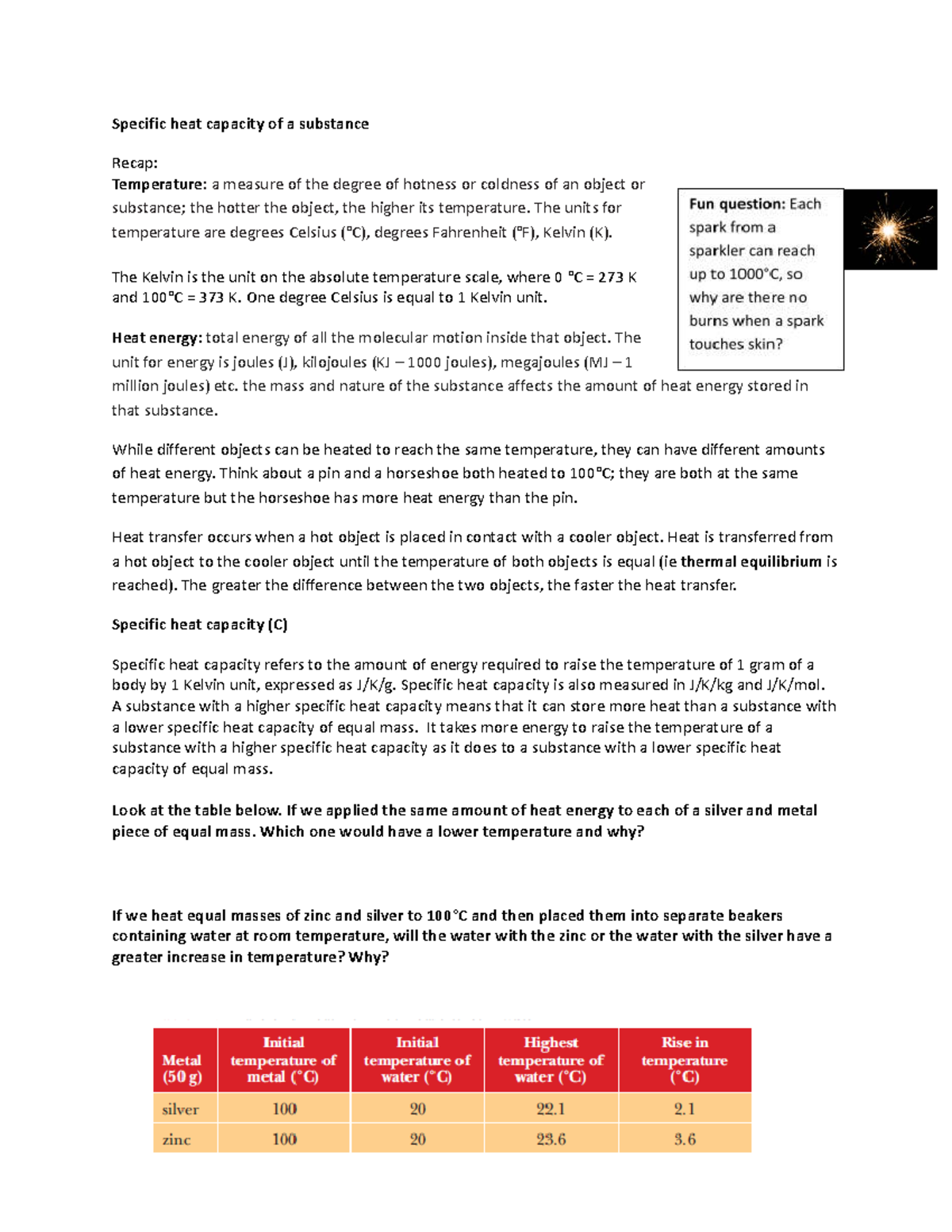 Specific Heat Capacity Overview: Key Concepts & Calorimetry (SCI101 ...