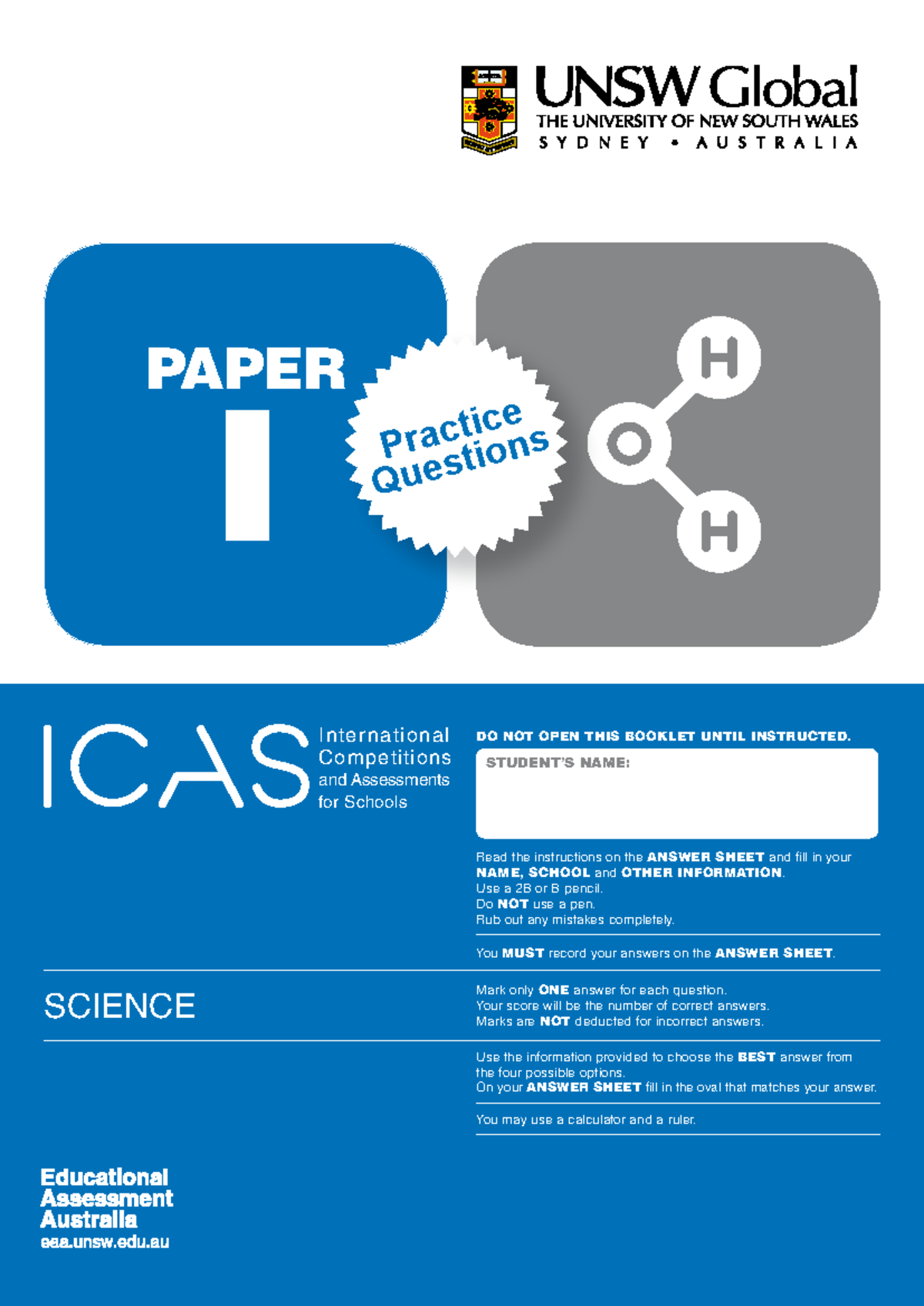 Science Paper I - This is an ICAS practice question document. Grades A ...