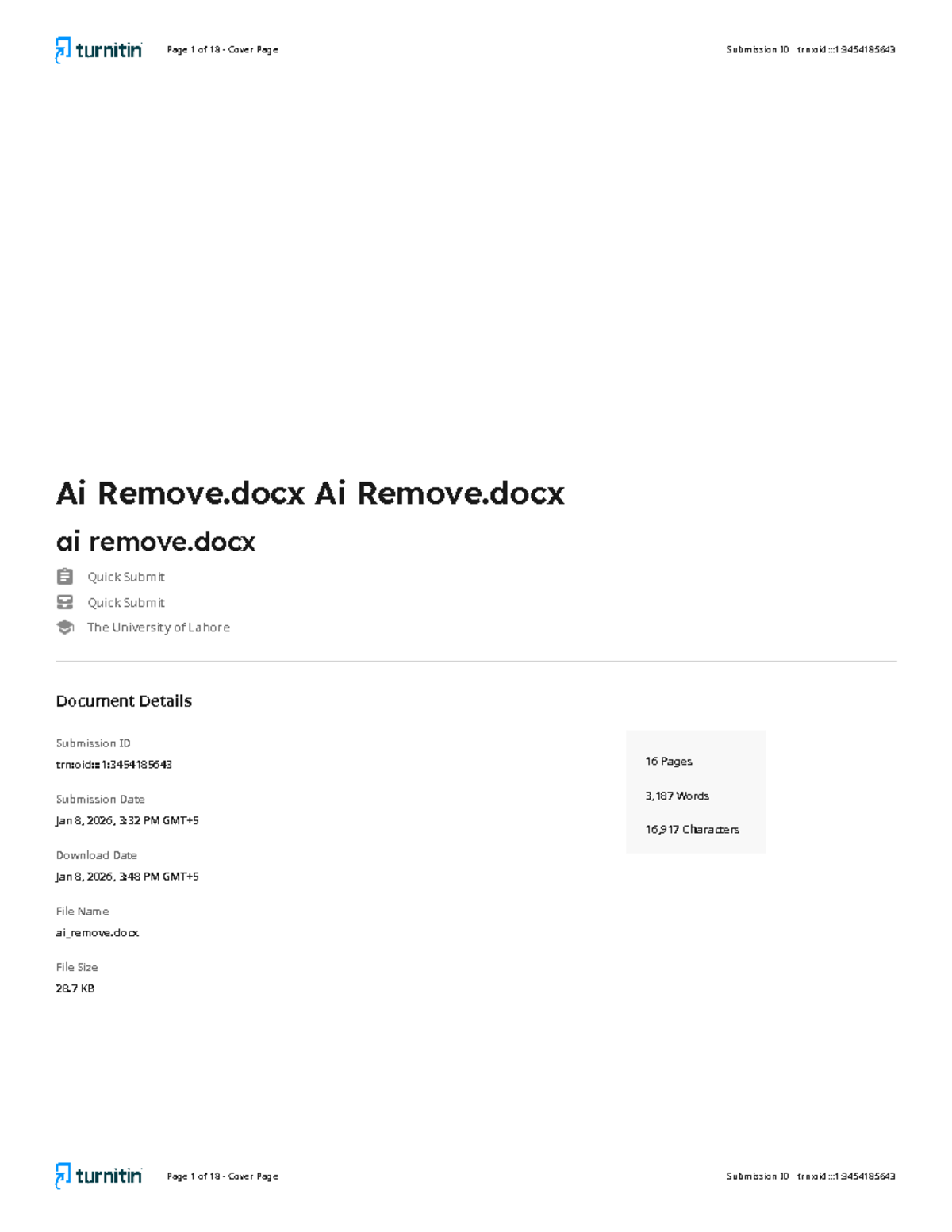 AI Writing Assessment Report - Submission ID 16 - Studocu