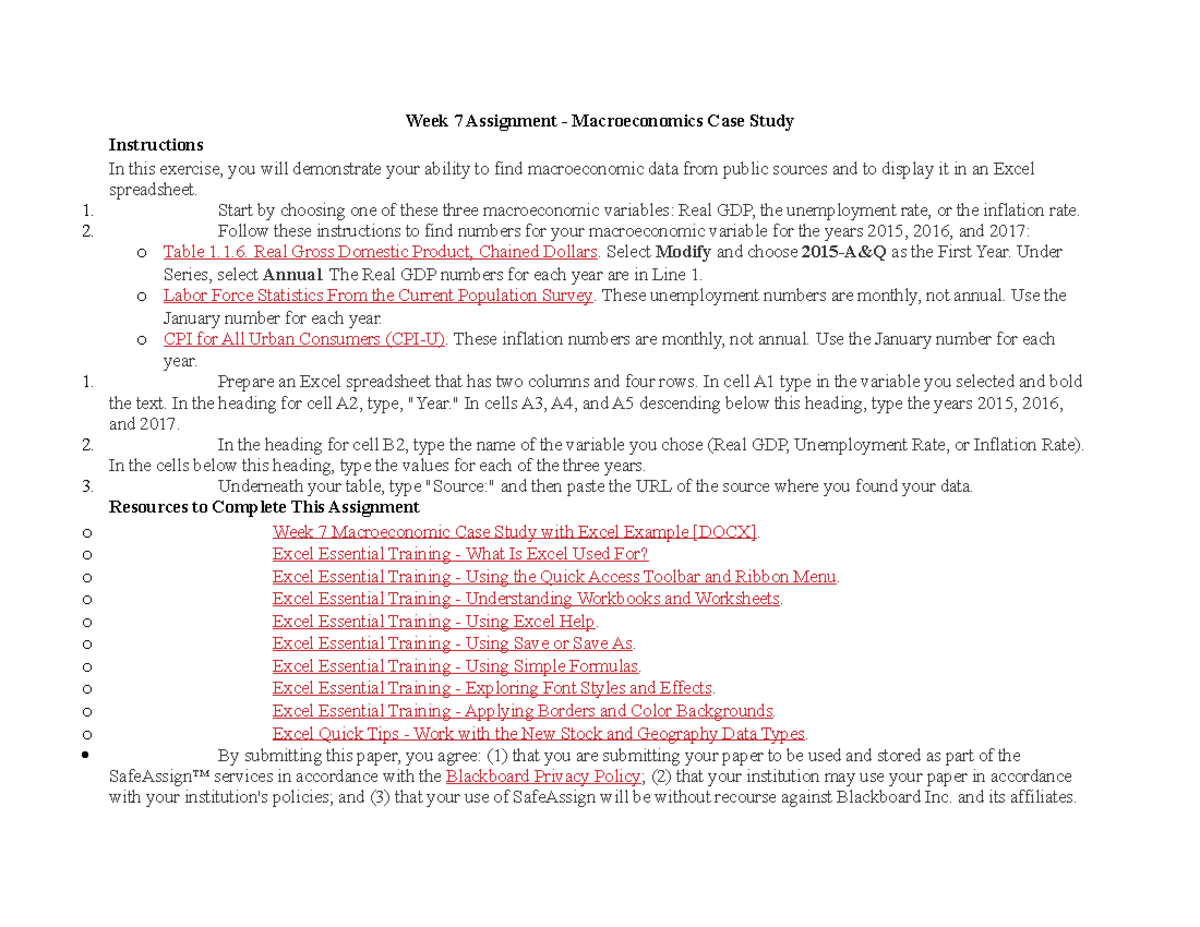 Week 7 Macroeconomic Case Study Assignment - ECO 100 - Studocu