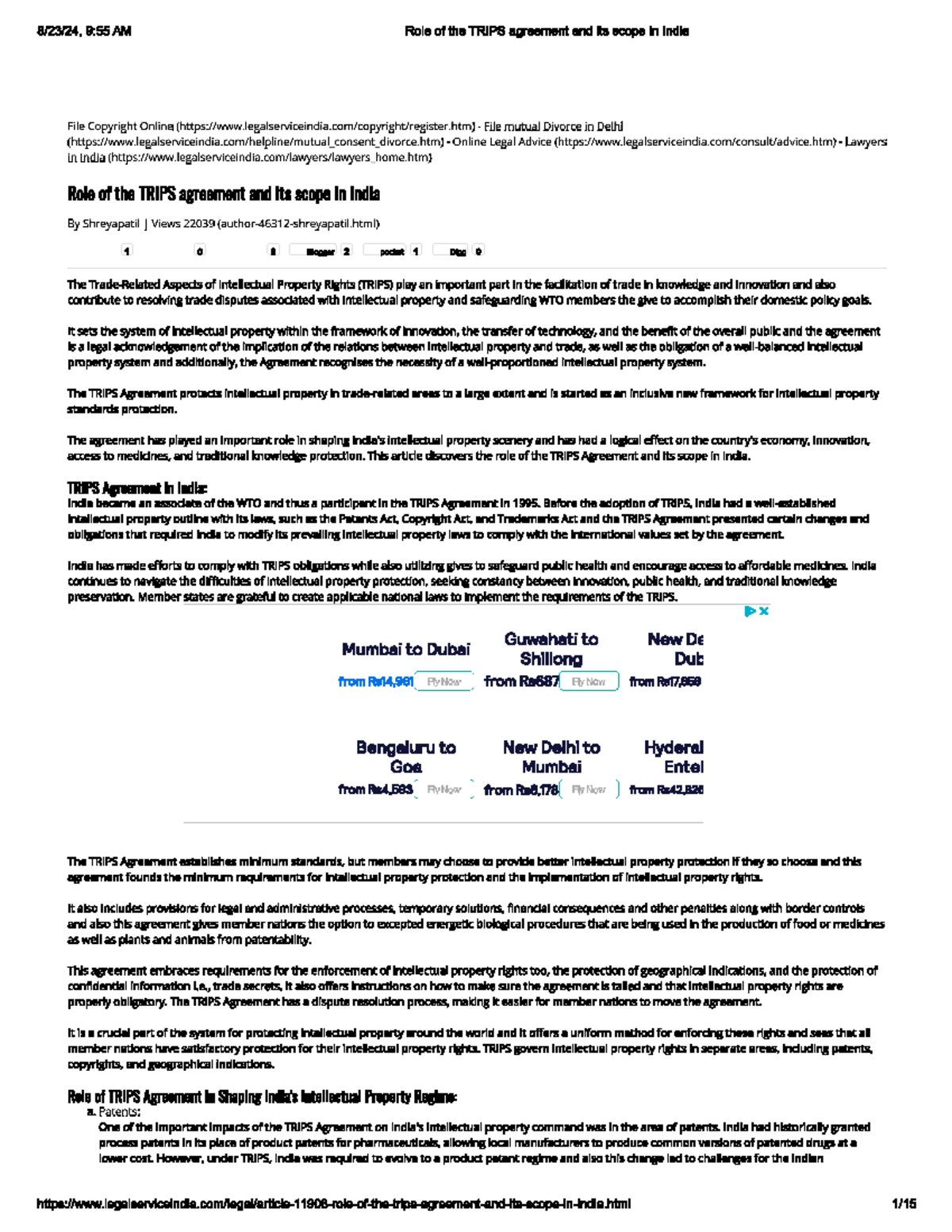 Trips - nil - 9:55 AM Role of the TRIPS agreement and its scope in ...