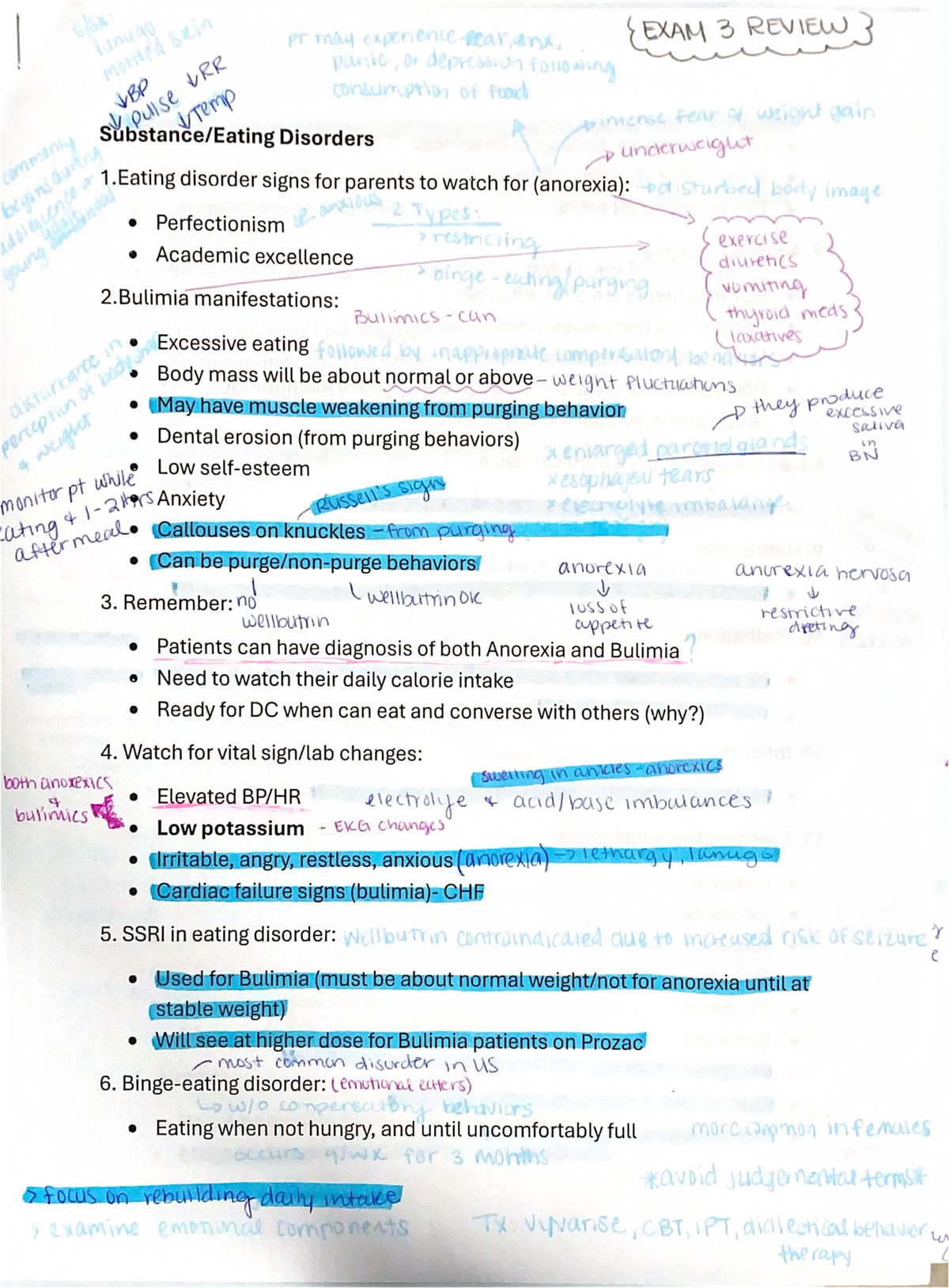 Exam 3 review - lanugo Skin EXAM 3 REVIEW morned V VBP pulse ERR panic ...