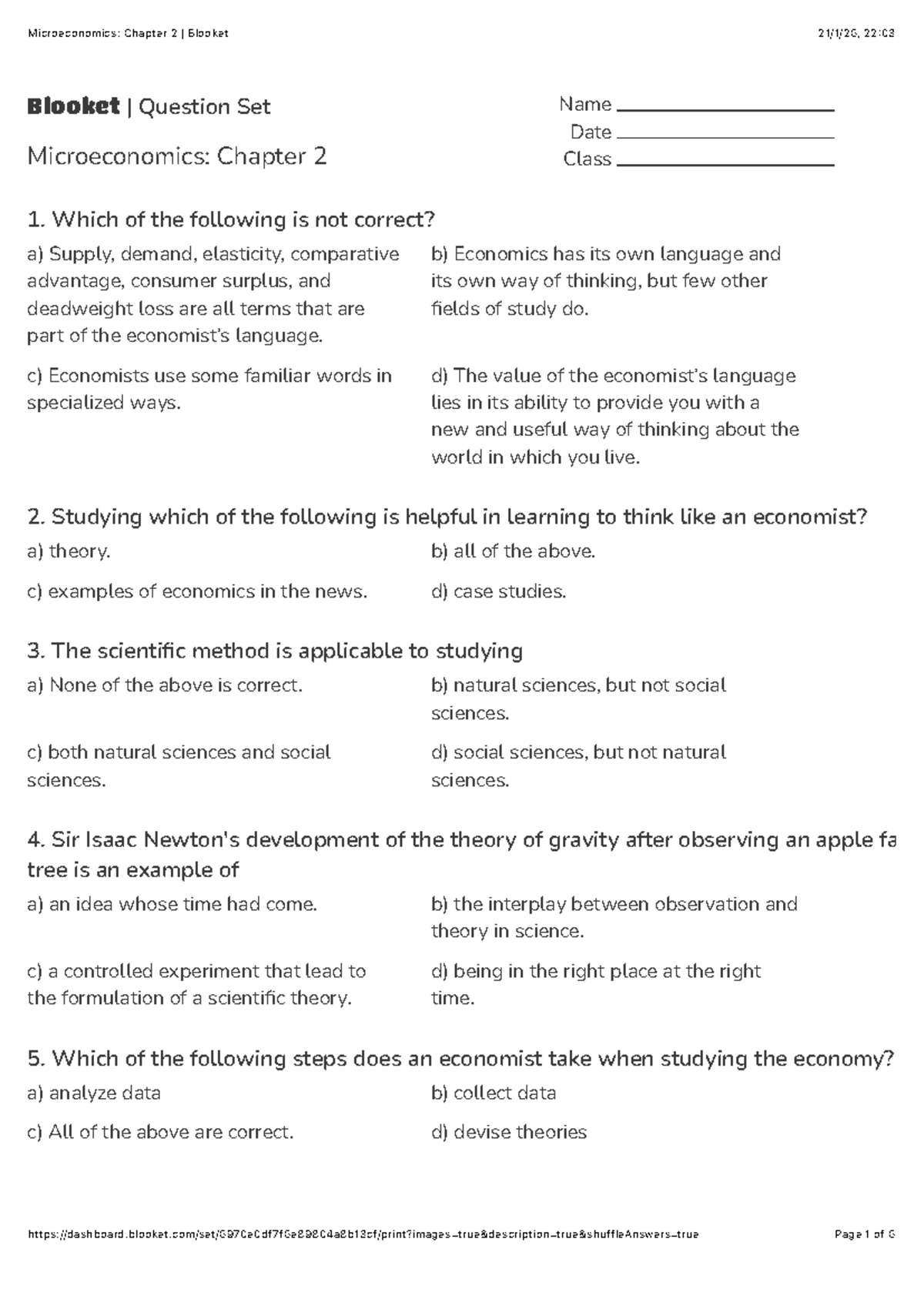 Microeconomics: Chapter 2 Study Guide and Blooket Questions - Studocu
