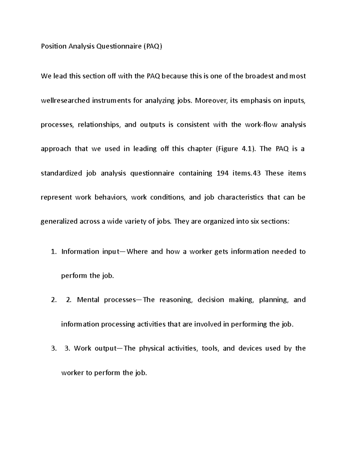 Hrm 2 -Position Analysis Questionnaire - Position Analysis ...