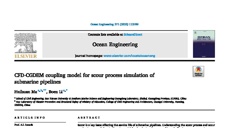 CFD-CGDEM Coupling Model for Scour Simulation of Submarine Pipelines ...