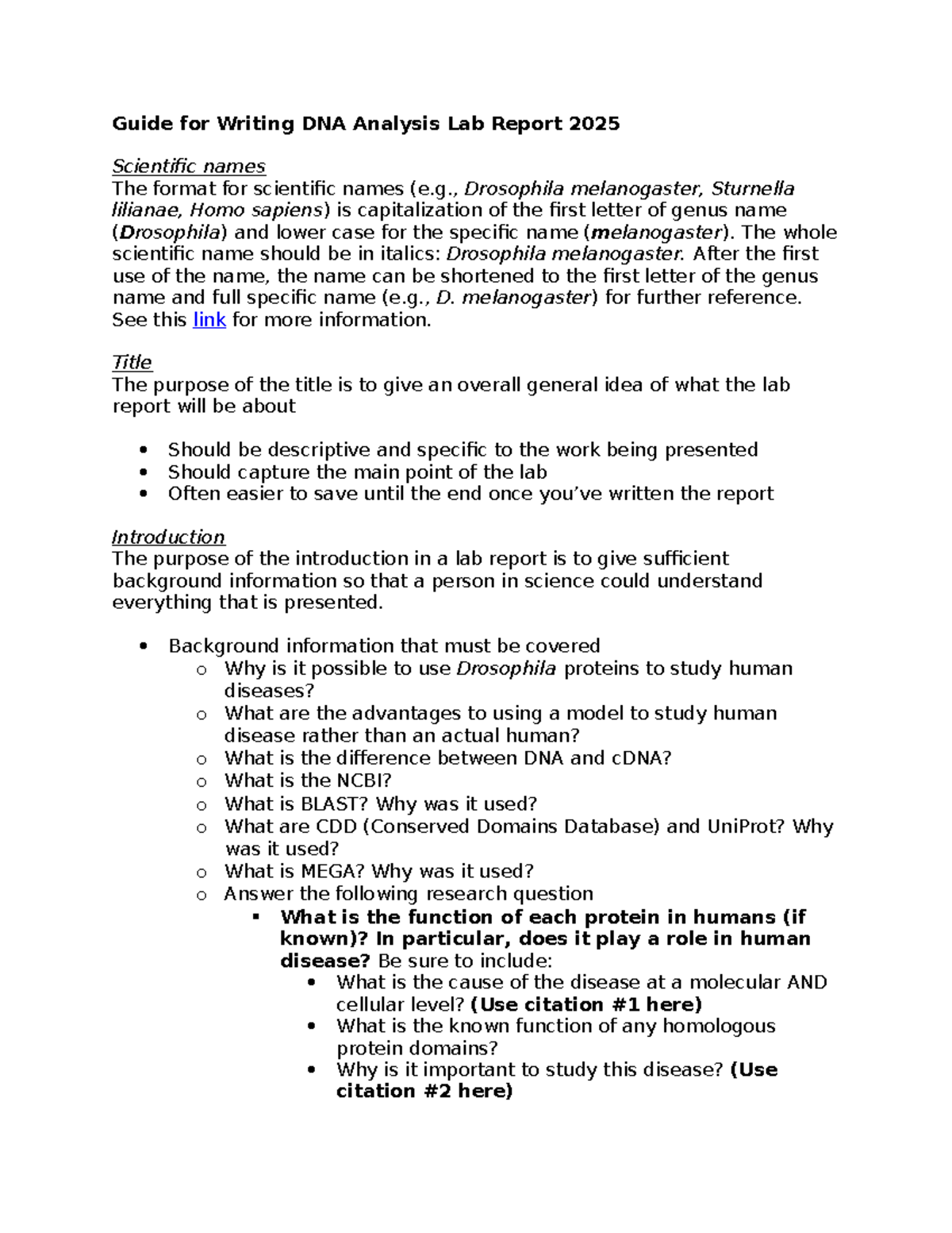 BIOL 230W: Guide for Writing the DNA Analysis Lab Report 2025 - Studocu