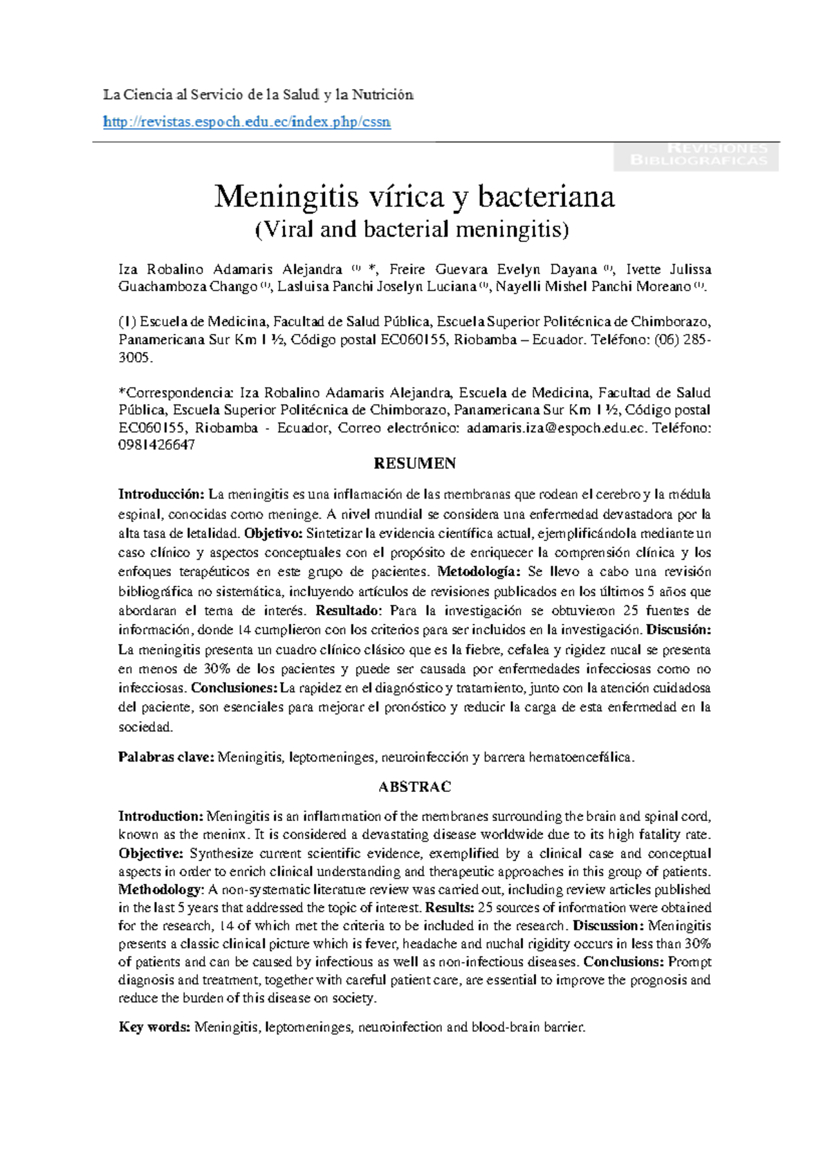 Revisión sobre Meningitis Vírica y Bacteriana: Análisis y Perspectivas ...